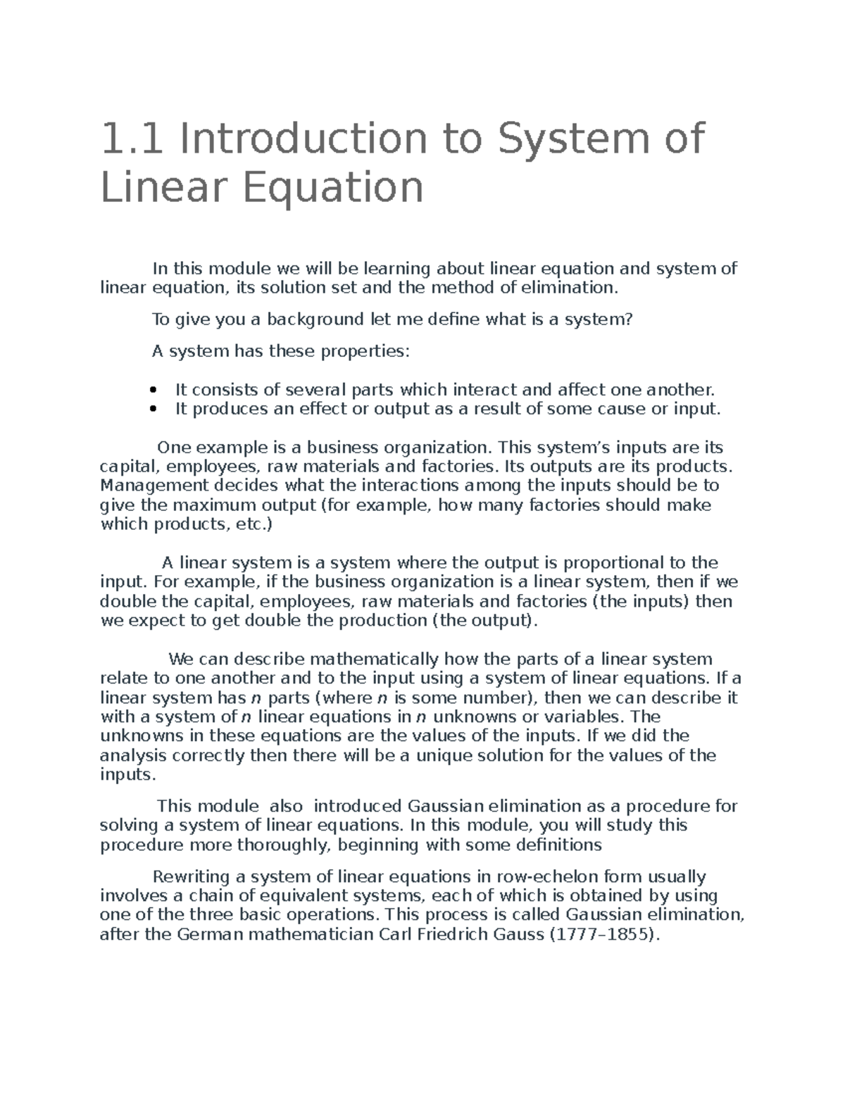 Linear Algebra Modules - Linear Algebra With Matlab - TIP - Studocu