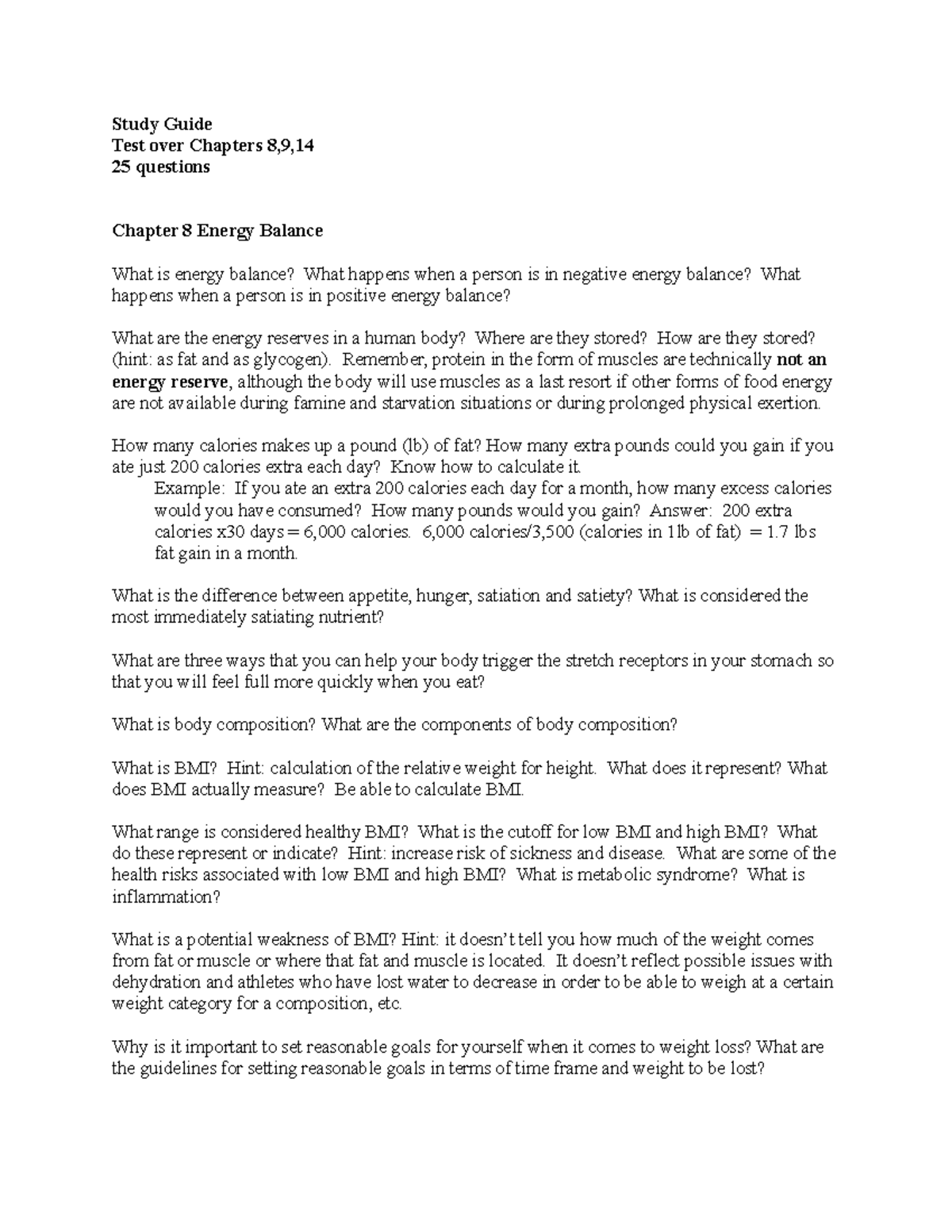 Study Guide Test on Chapter 8 9 14 - Study Guide Test over Chapters 8,9 ...