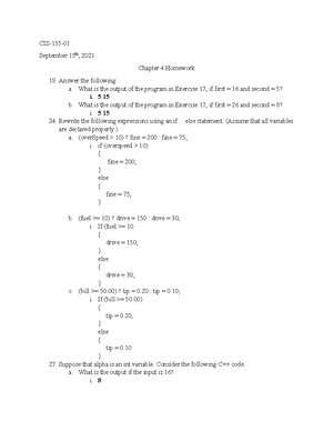 Chapter 3 Homework CIS - CIS-155- September 10th, 2021 Chapter 3 ...