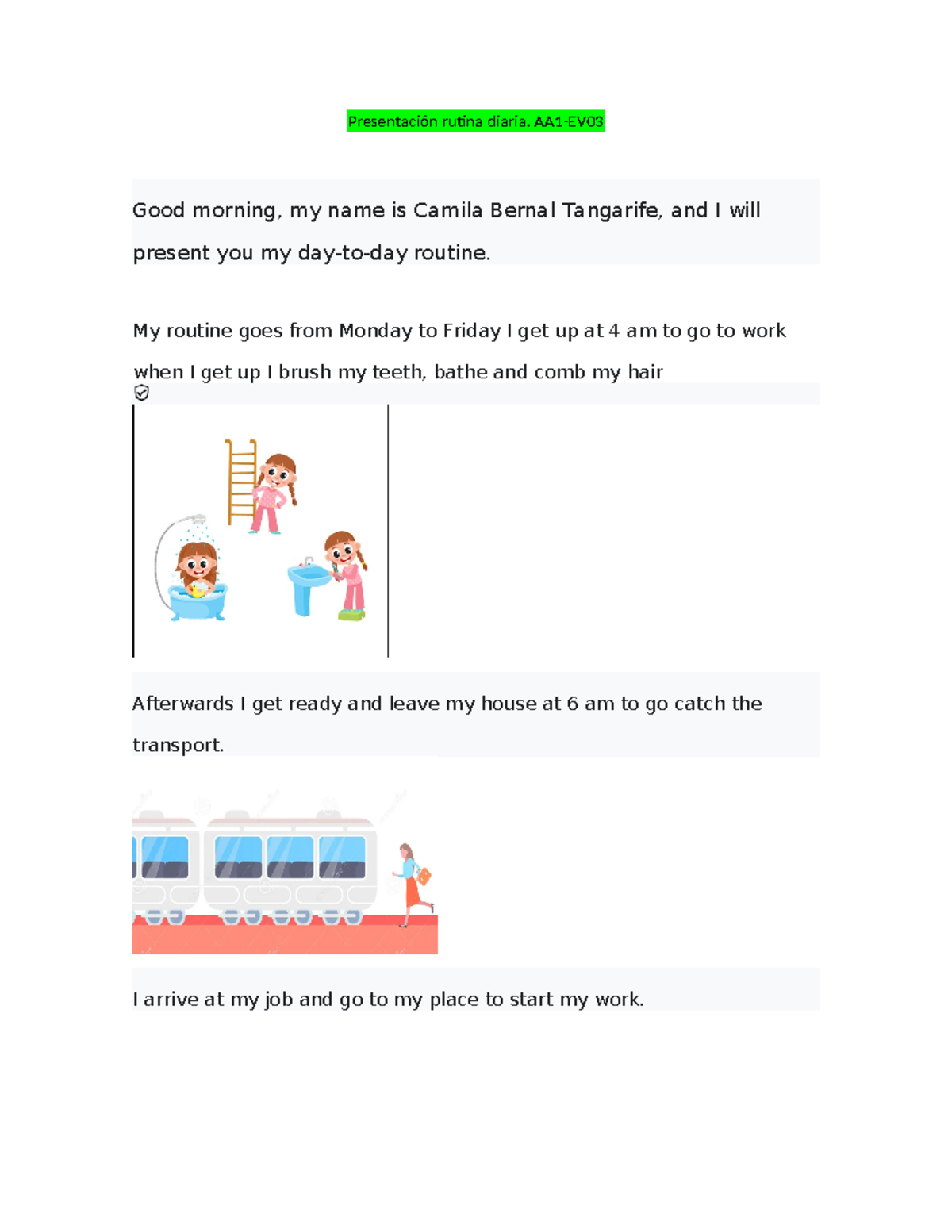 Presentación rutina diaria semana 3 - Presentación rutina diaria. AA1 ...
