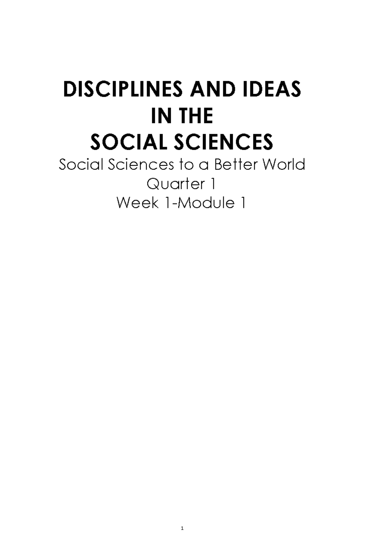 Q1- Week 1- DISS - social - DISCIPLINES AND IDEAS IN THE SOCIAL ...