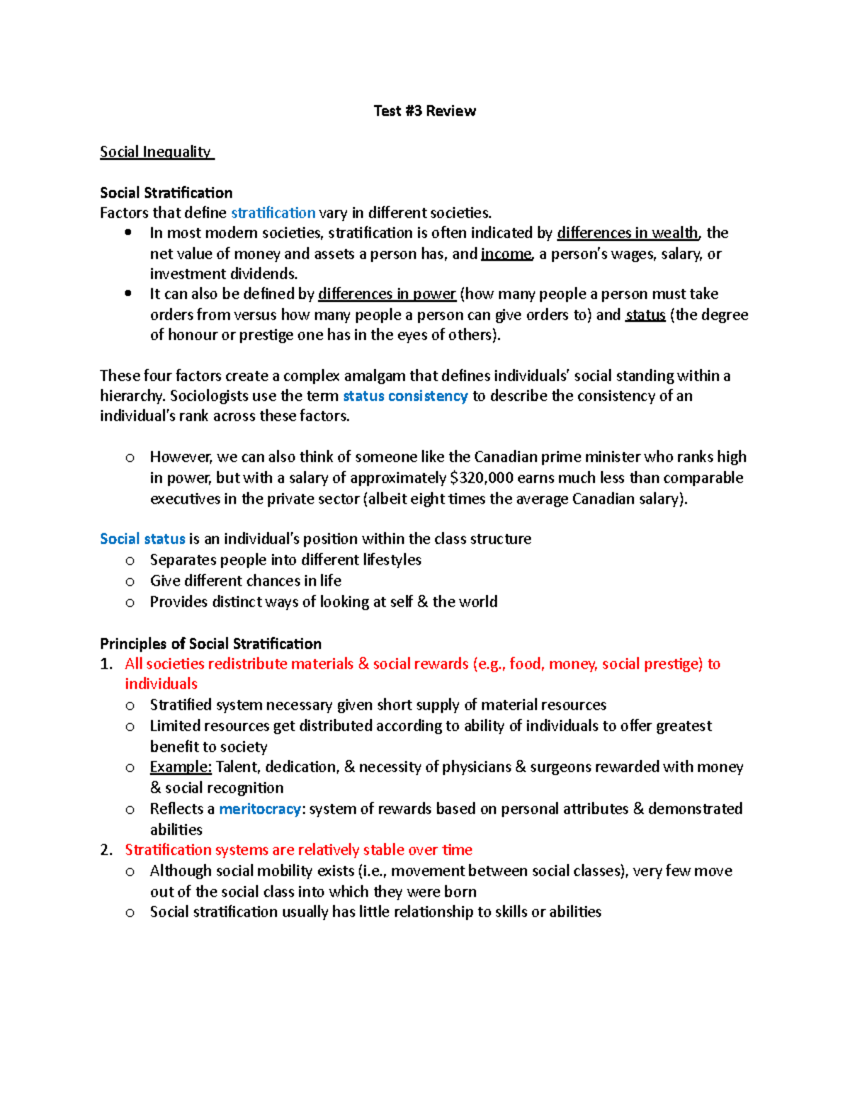 Test #3 - Test review - Test #3 Review Social Inequality Social ...