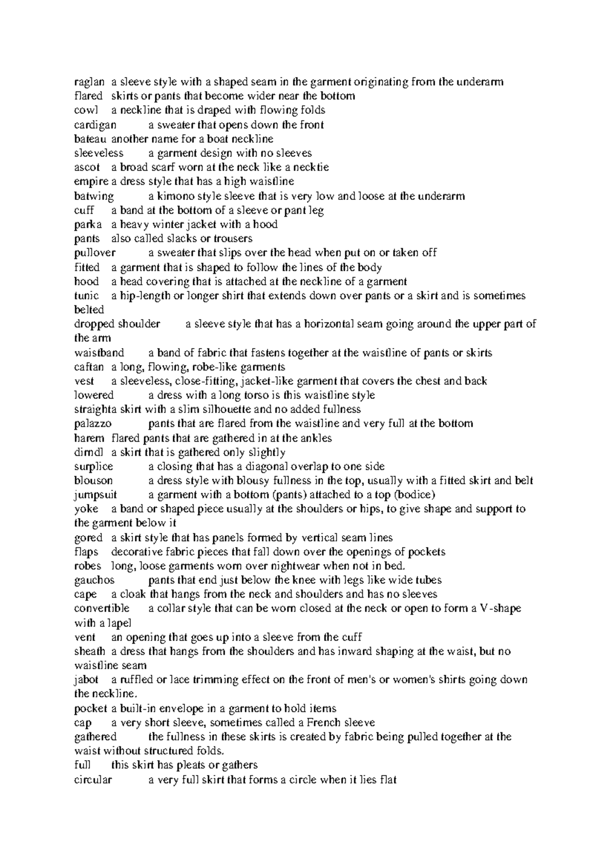 Clothes definition eg cowl - raglan a sleeve style with a shaped seam ...