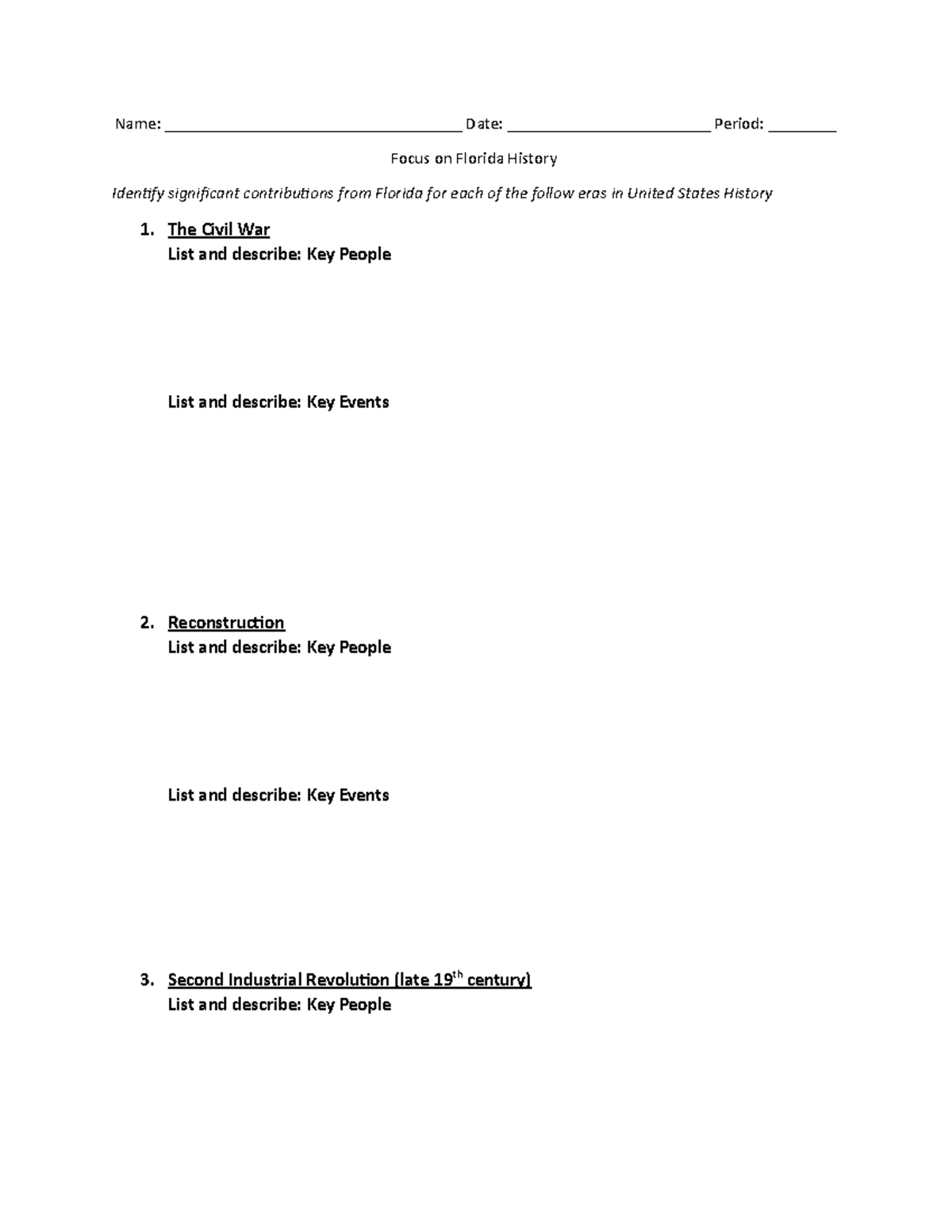 Florida history terms - Words - Identify significant contributions from ...