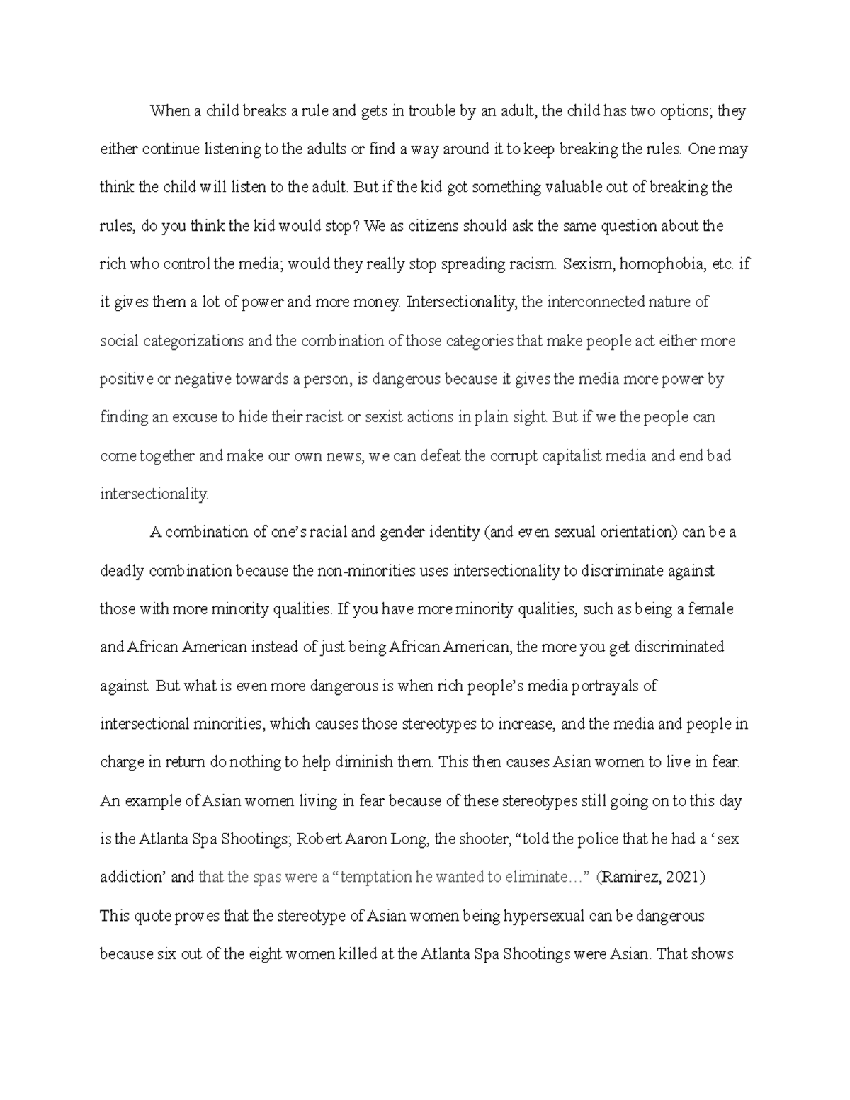 Journalism 2000 2 - Example essay 2 - When a child breaks a rule and ...