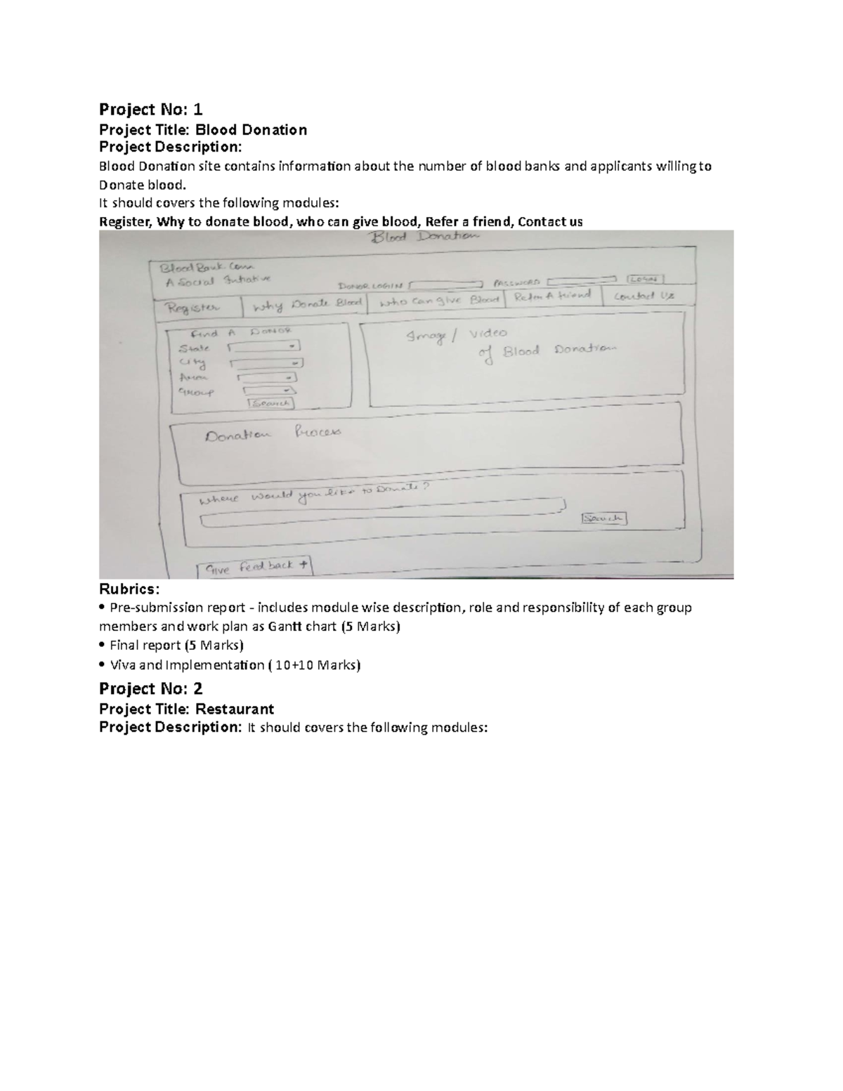 Project Titles and description for the - Project No: 1 Project Title ...