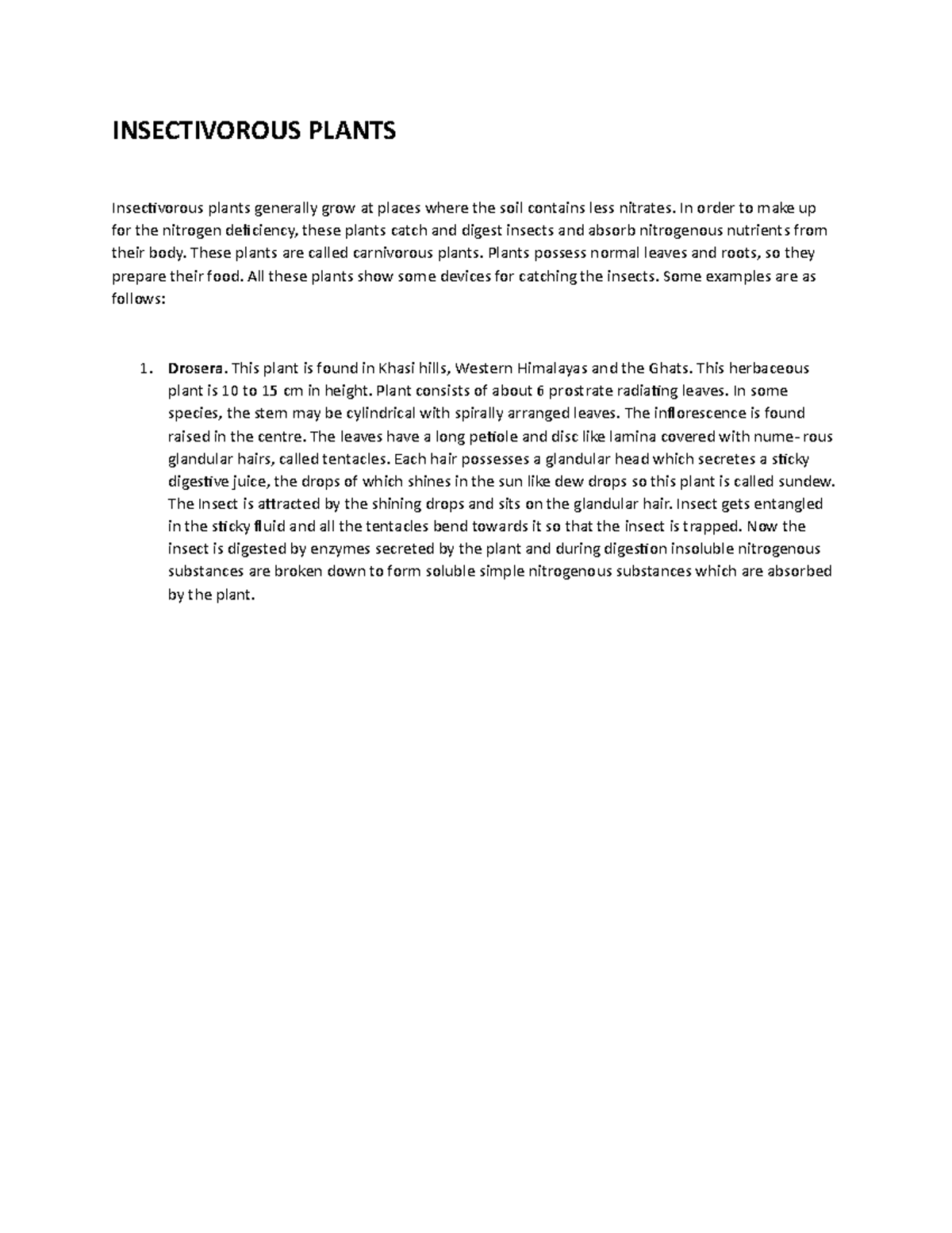 Insectivorous plants - INSECTIVOROUS PLANTS Insectivorous plants ...