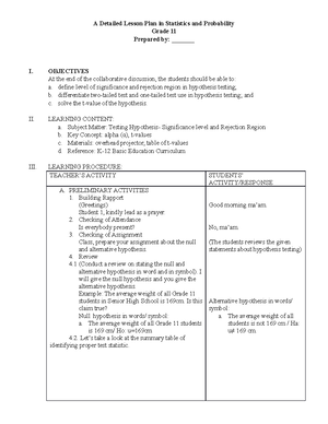 A Detailed Lesson Plan in Statistics and Probability - Forayang I ...