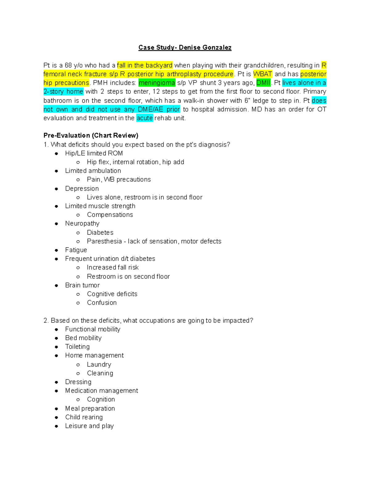 521 Fieldwork Eval - assignment - Case Study- Denise Gonzalez Pt is a ...