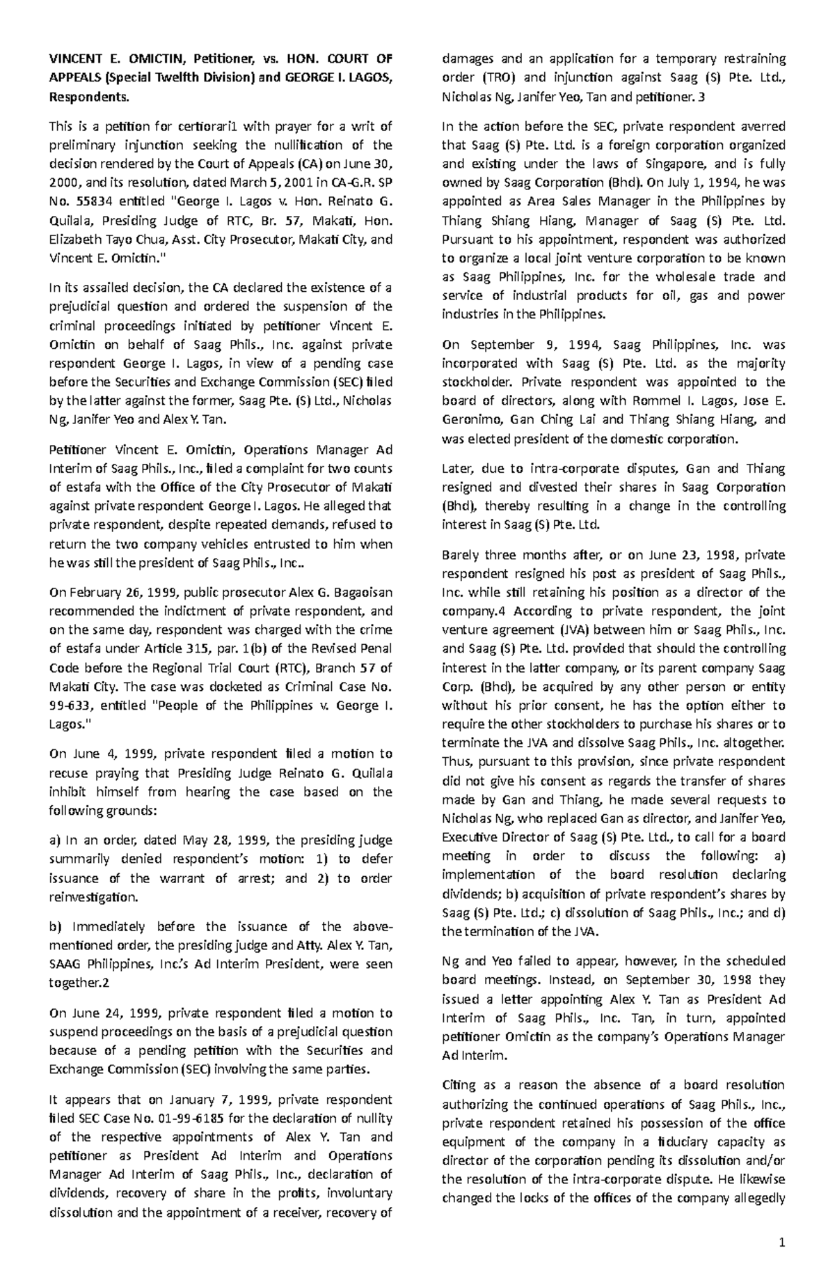 Remedial Law Digested Cases (Remedial Law 2 Review) - VINCENT E ...