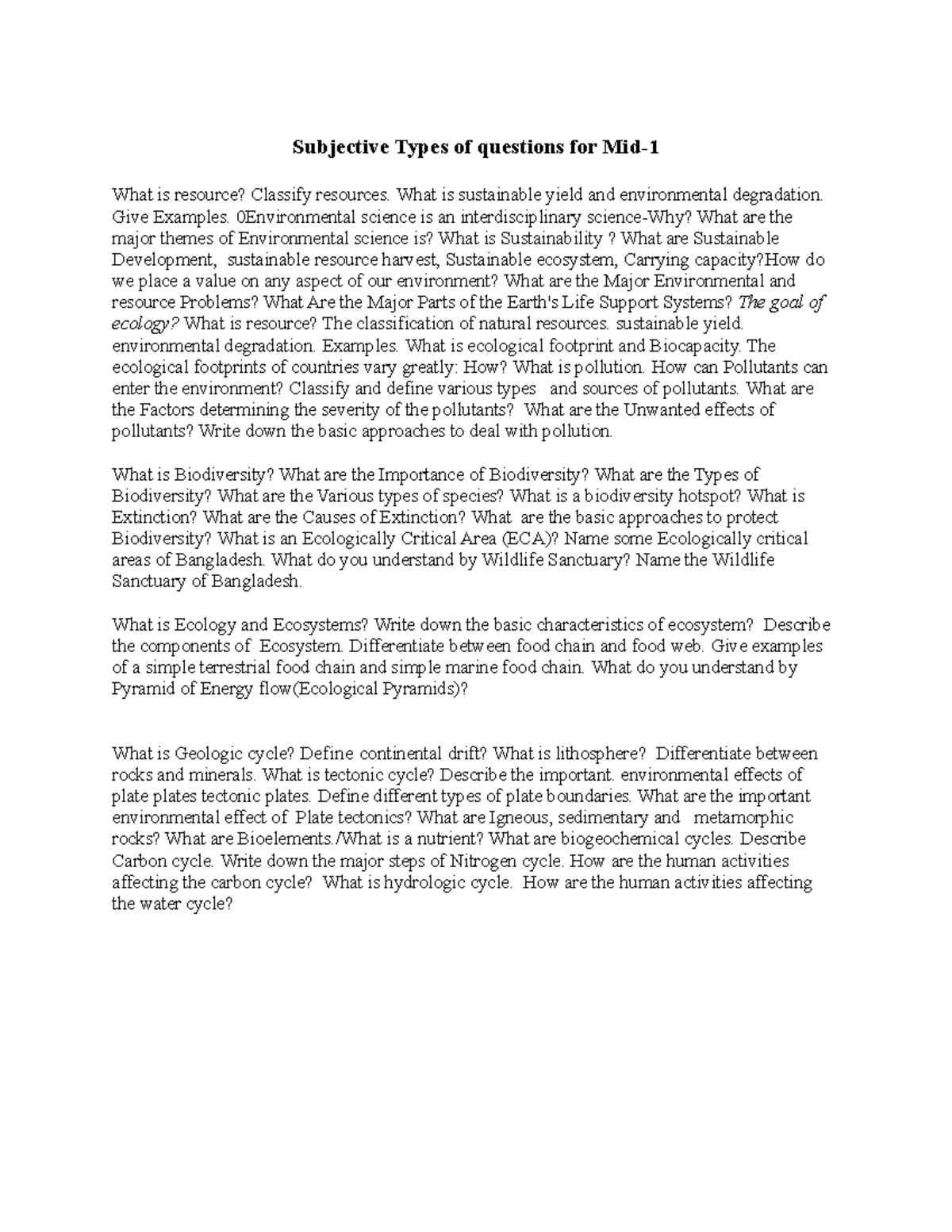 Mid 1 Subjective Types Of Questions For Mid 1 Subjective Types Of