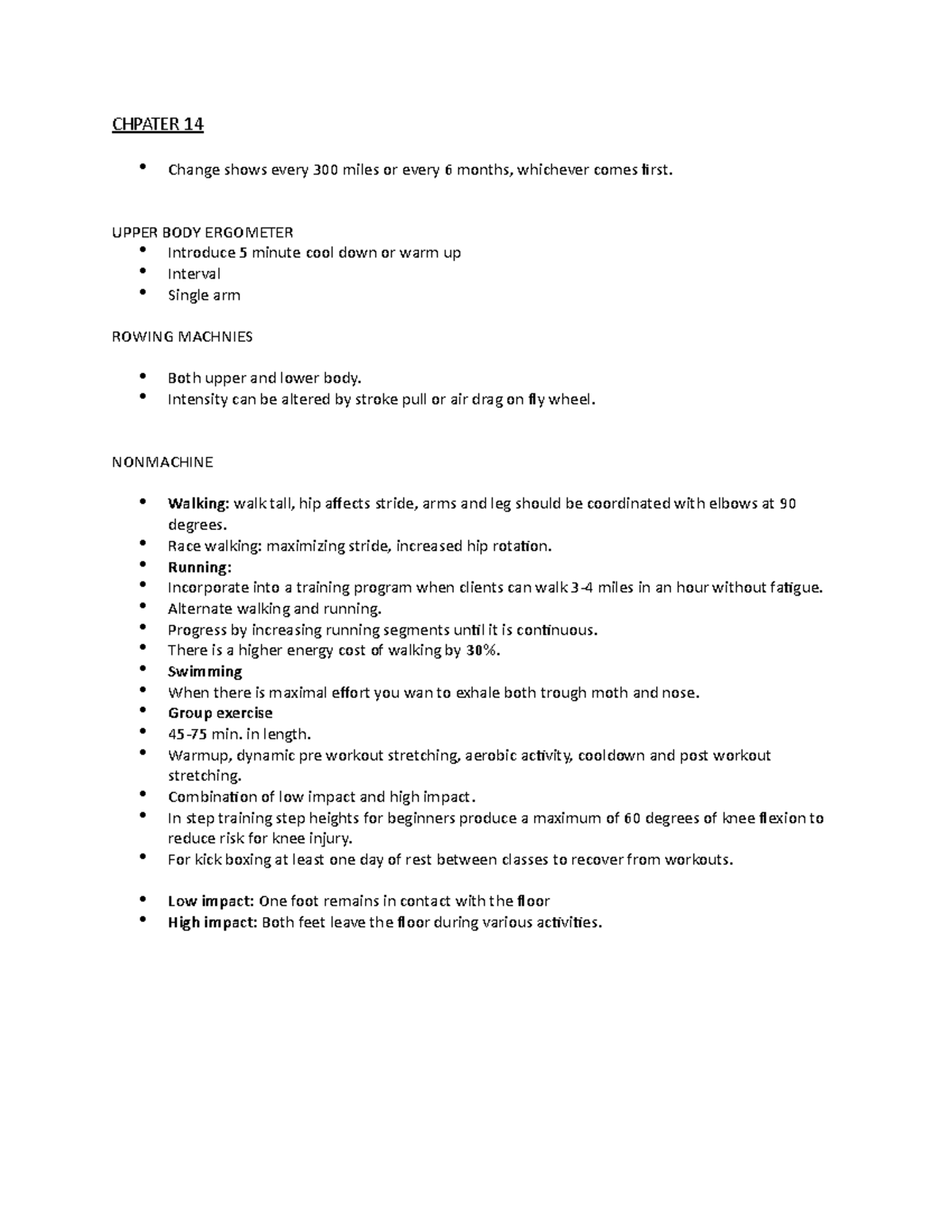 Chpater 14 - NOTES - CHPATER 14 Change shows every 300 miles or every 6 ...