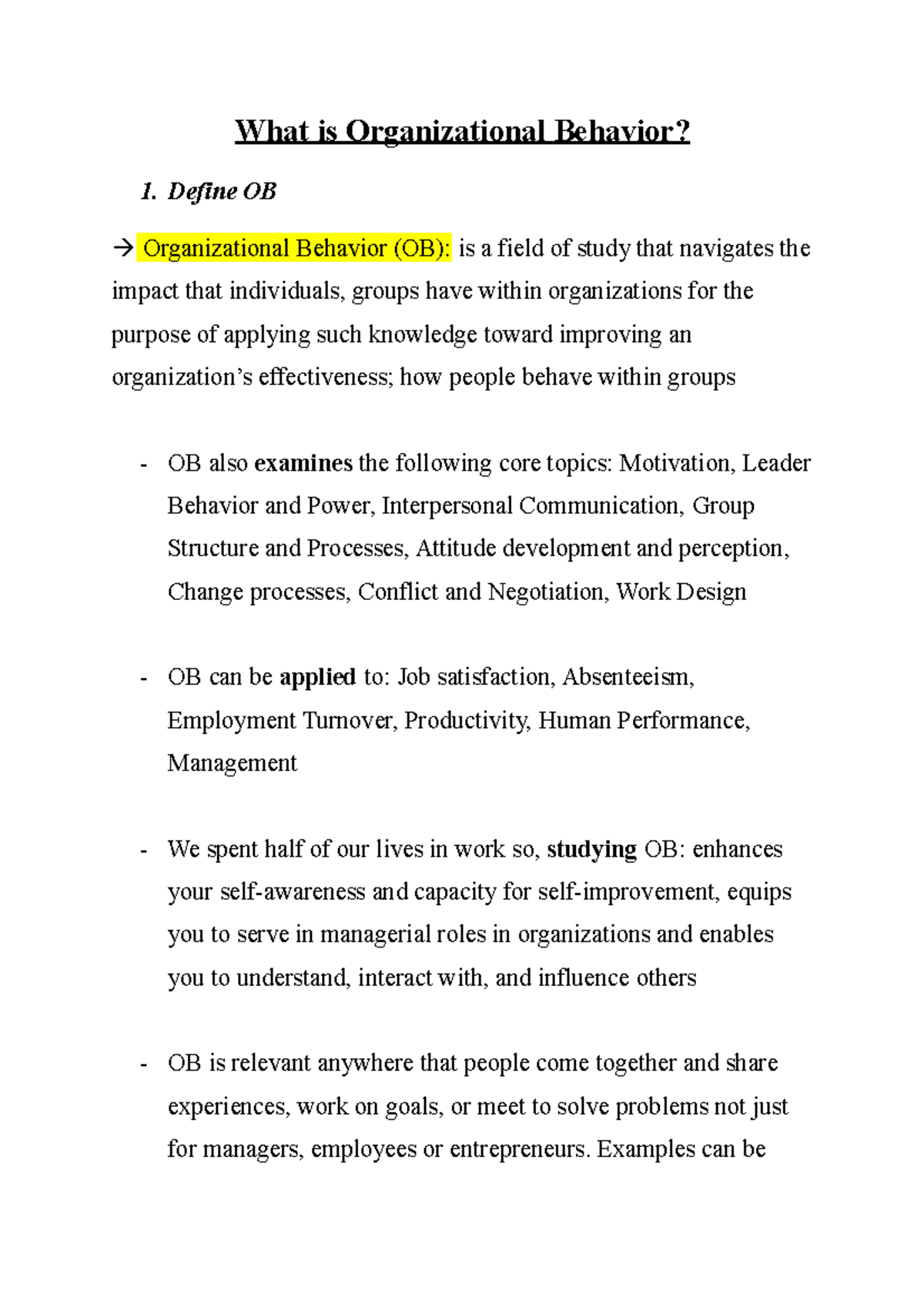 What is Organizational Behavior? - Define OB Organizational Behavior ...