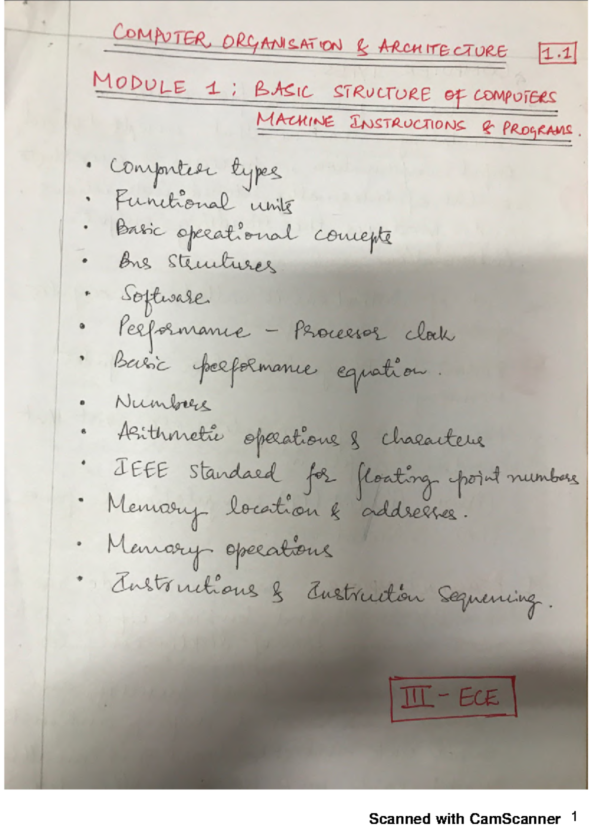 COA(module 1) - COA module 1 note - electronics and communication - Studocu