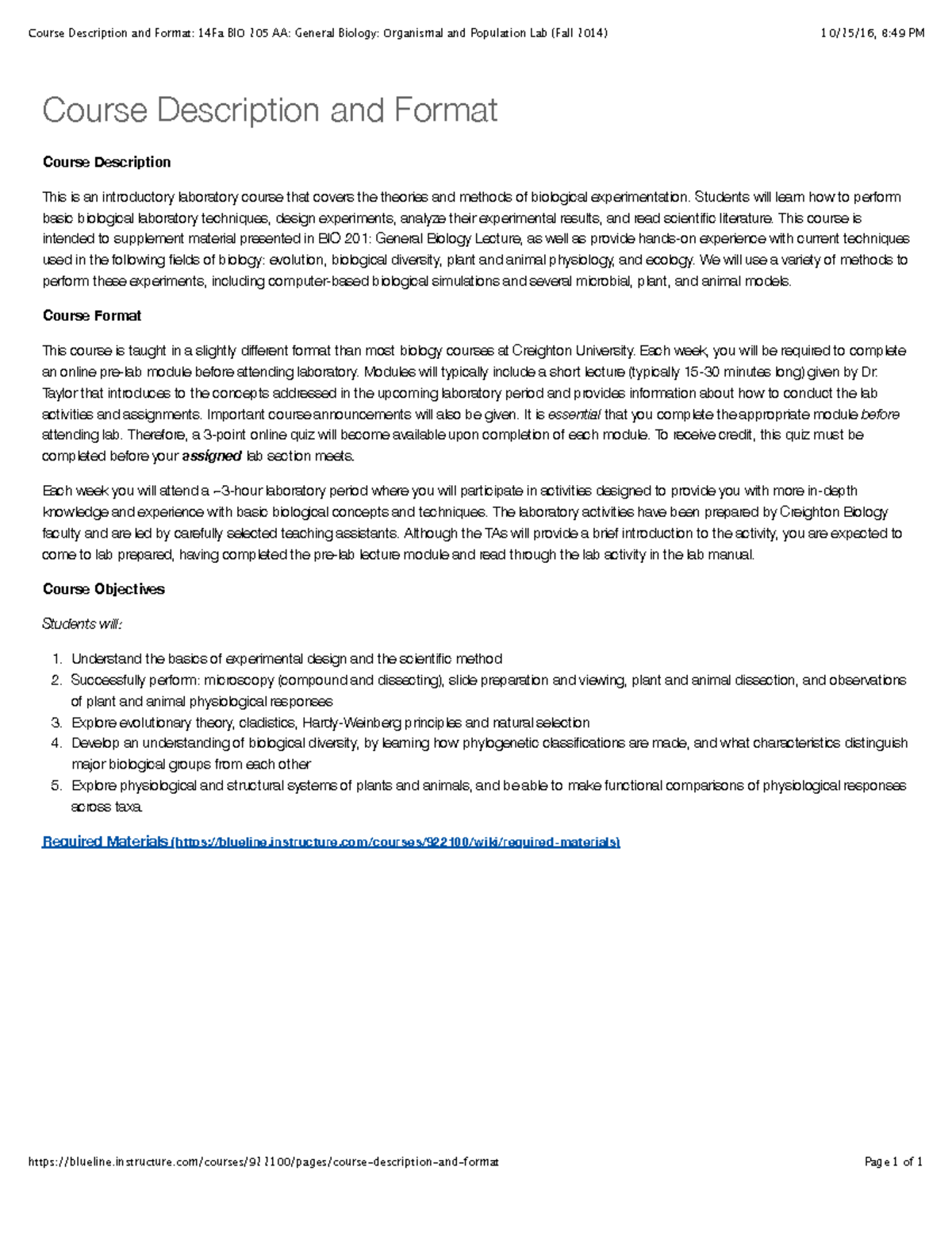 Course Description and Format 14Fa BIO 205 AA General Biology ...