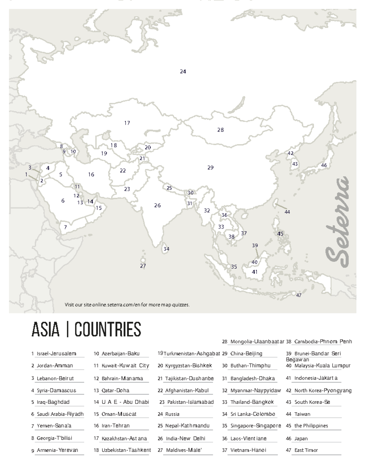 Asia countries quiz key - Seterra 24 28 17 29 33 37 39 45 44 42 43 36 ...