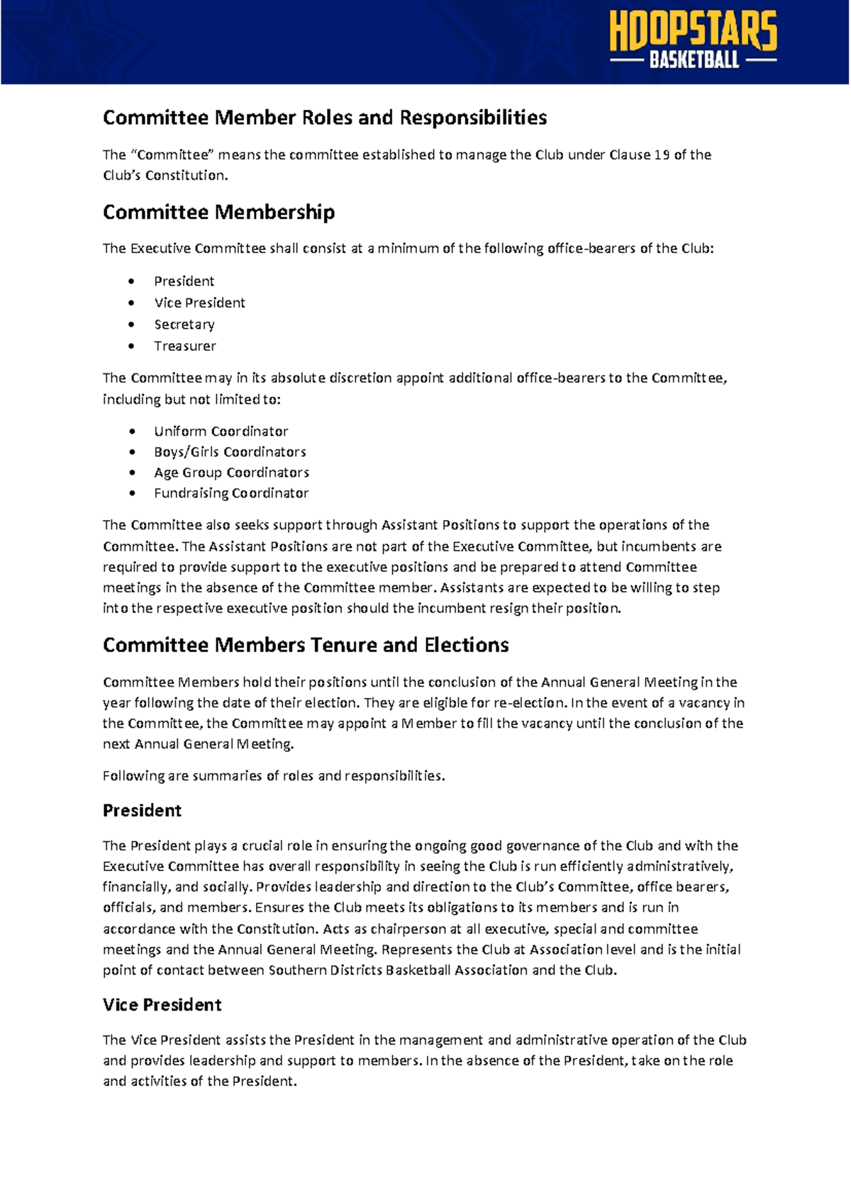 Hoopstars-committee-roles - Committee Member Roles and Responsibilities ...