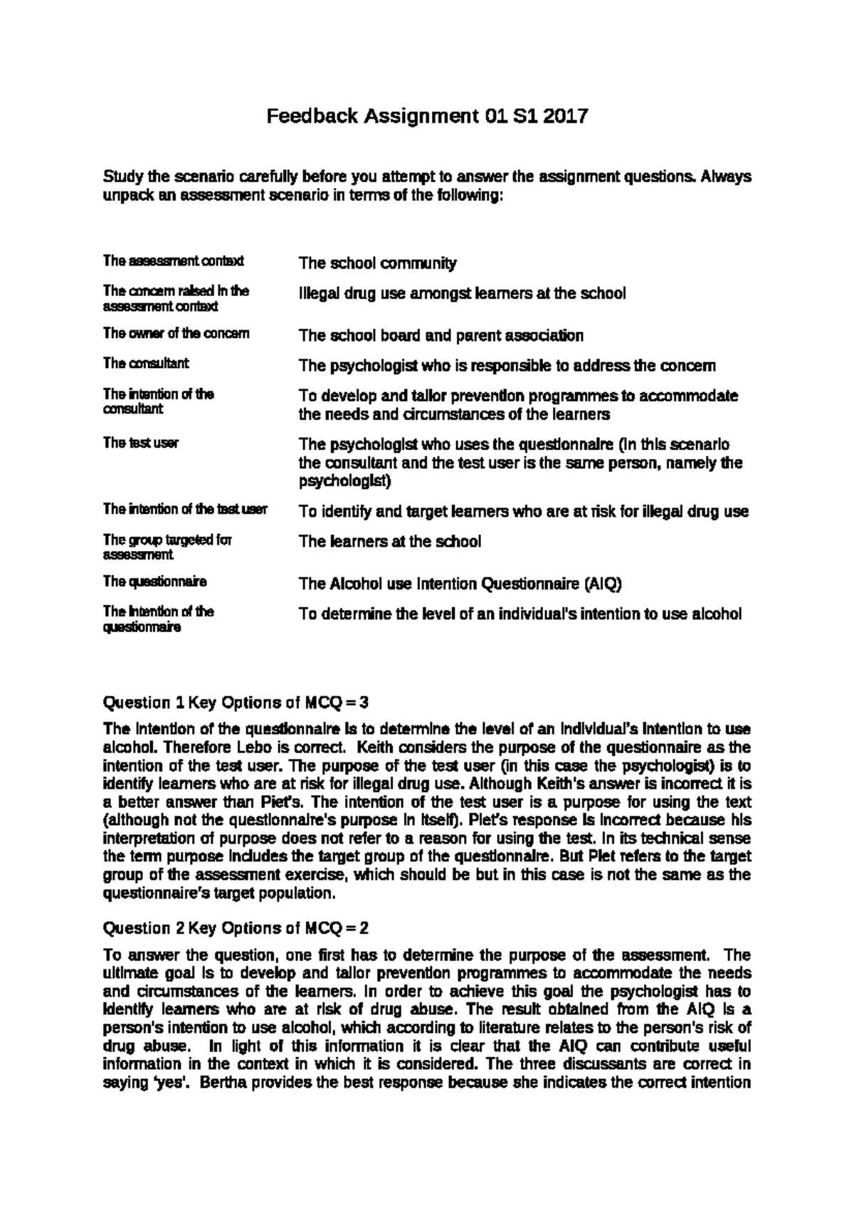 Feedback Assignment 1 Semester 1 2017 - FeedbackAssignment 01 S 12017 ...