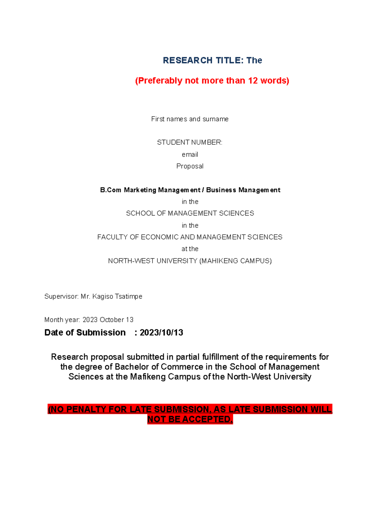 Bmar321 Individual Assignment Research Proposal Template Headings 2023 ...