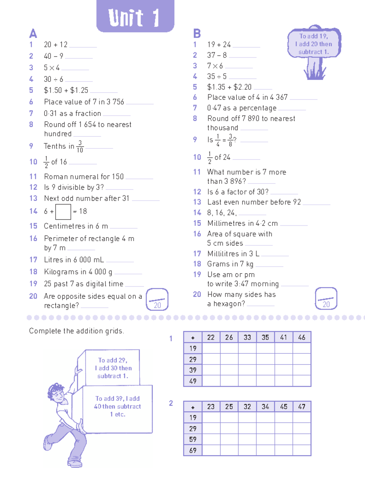 Mental Maths YR6 - math - Unit 1 A 1 20 + 12 2 40 – - Studocu