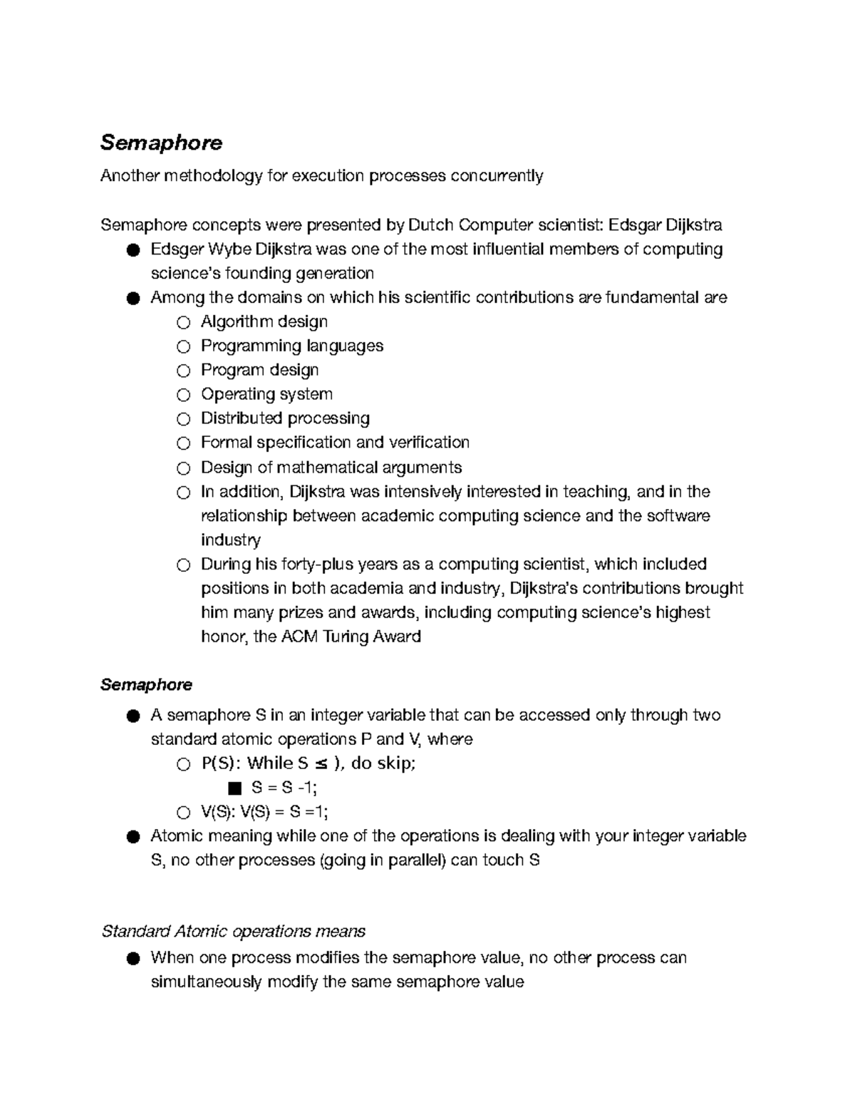 Semaphore Introduction To Operating Systems Csci 3341 Dr Hashimi Final Exam May