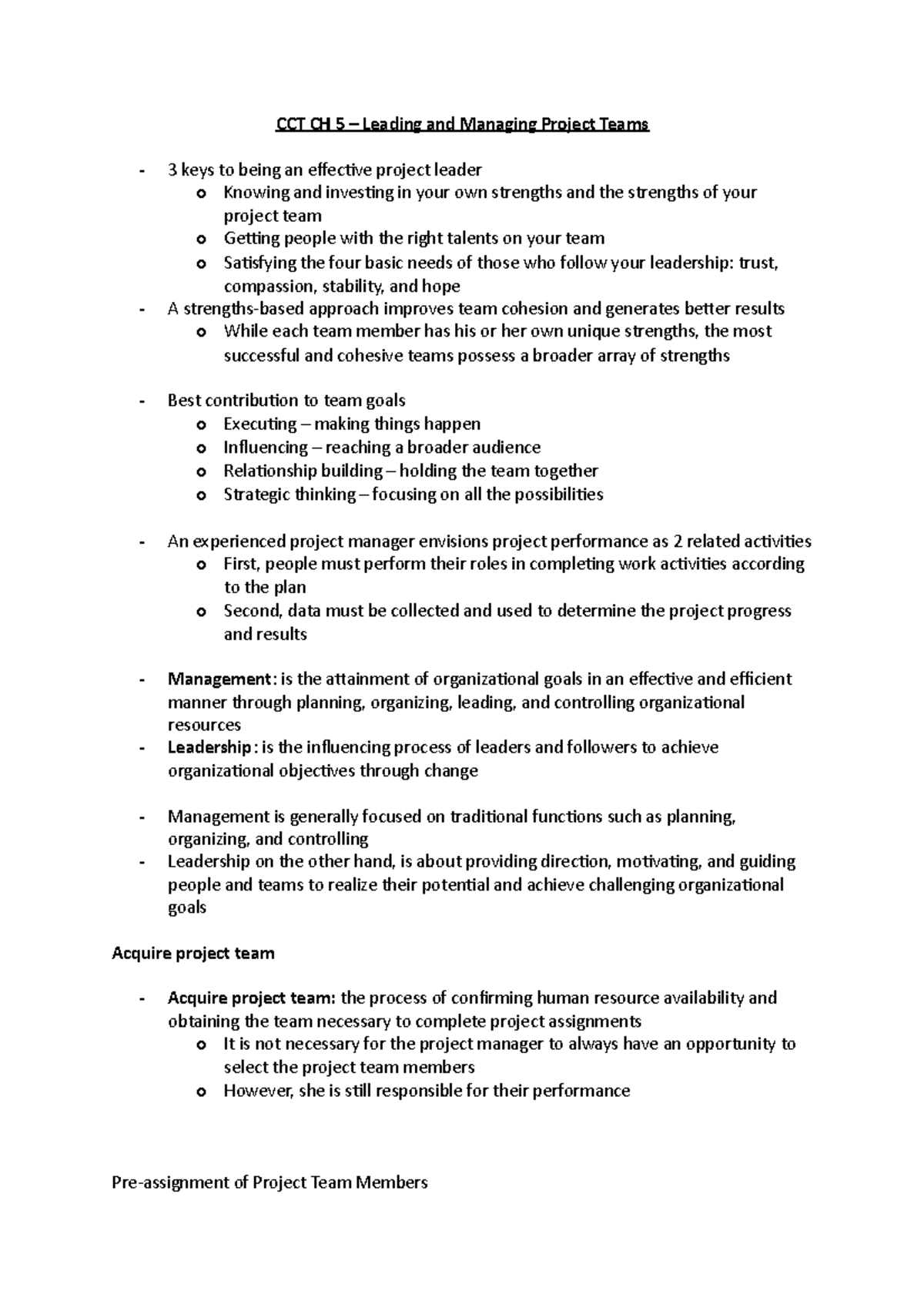 CCT CH 5 - Summaries of the very long course chapters, - CCT CH 5 ...