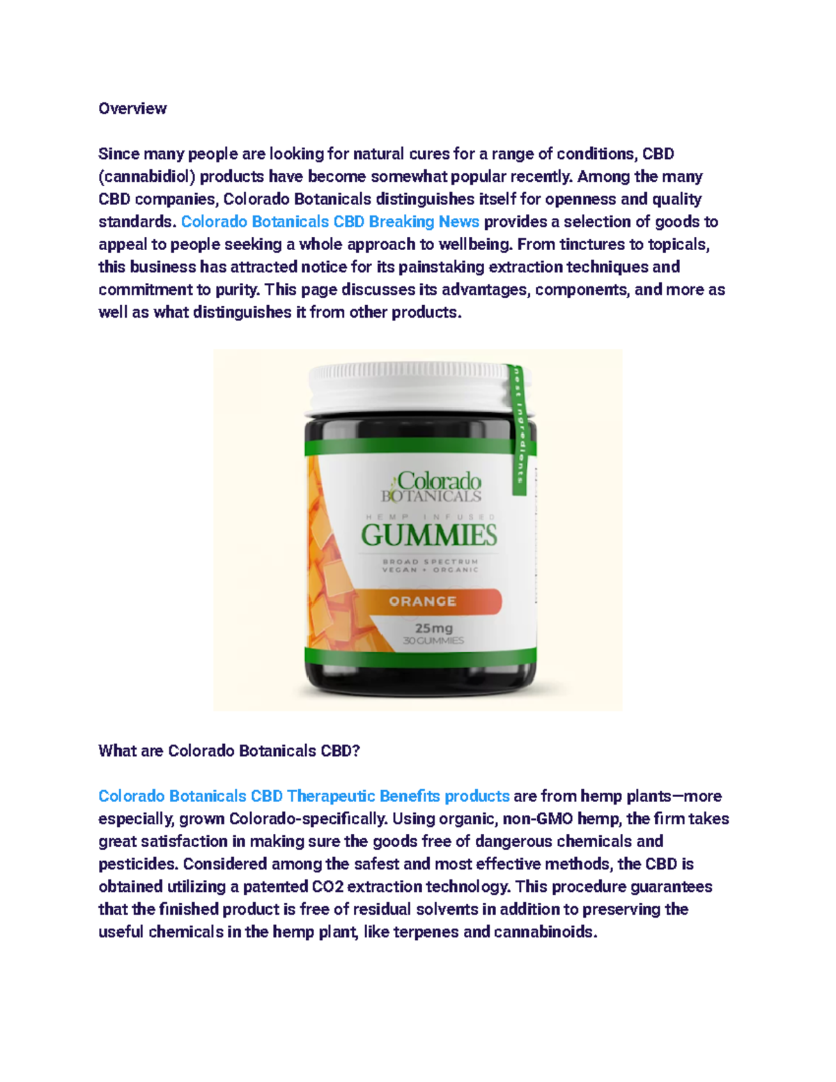 Colorado Botanicals CBD Lab Results and Transparency - Overview Since ...