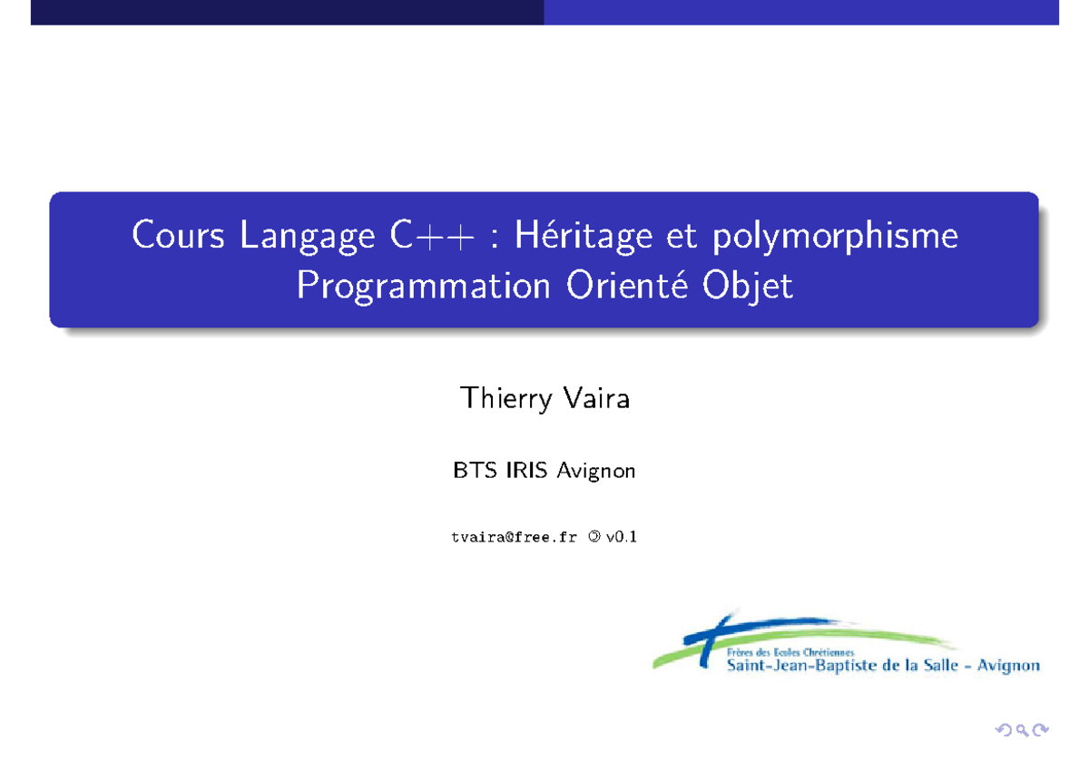 Cours-heritage - c++ - Cours Langage C++ : Héritage et polymorphisme ...