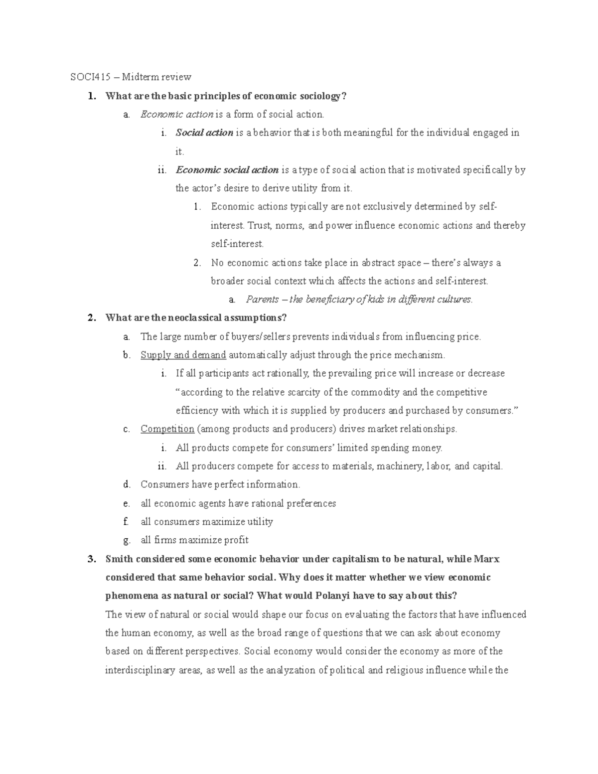 SOCI415 – Midterm review - What are the basic principles of economic ...