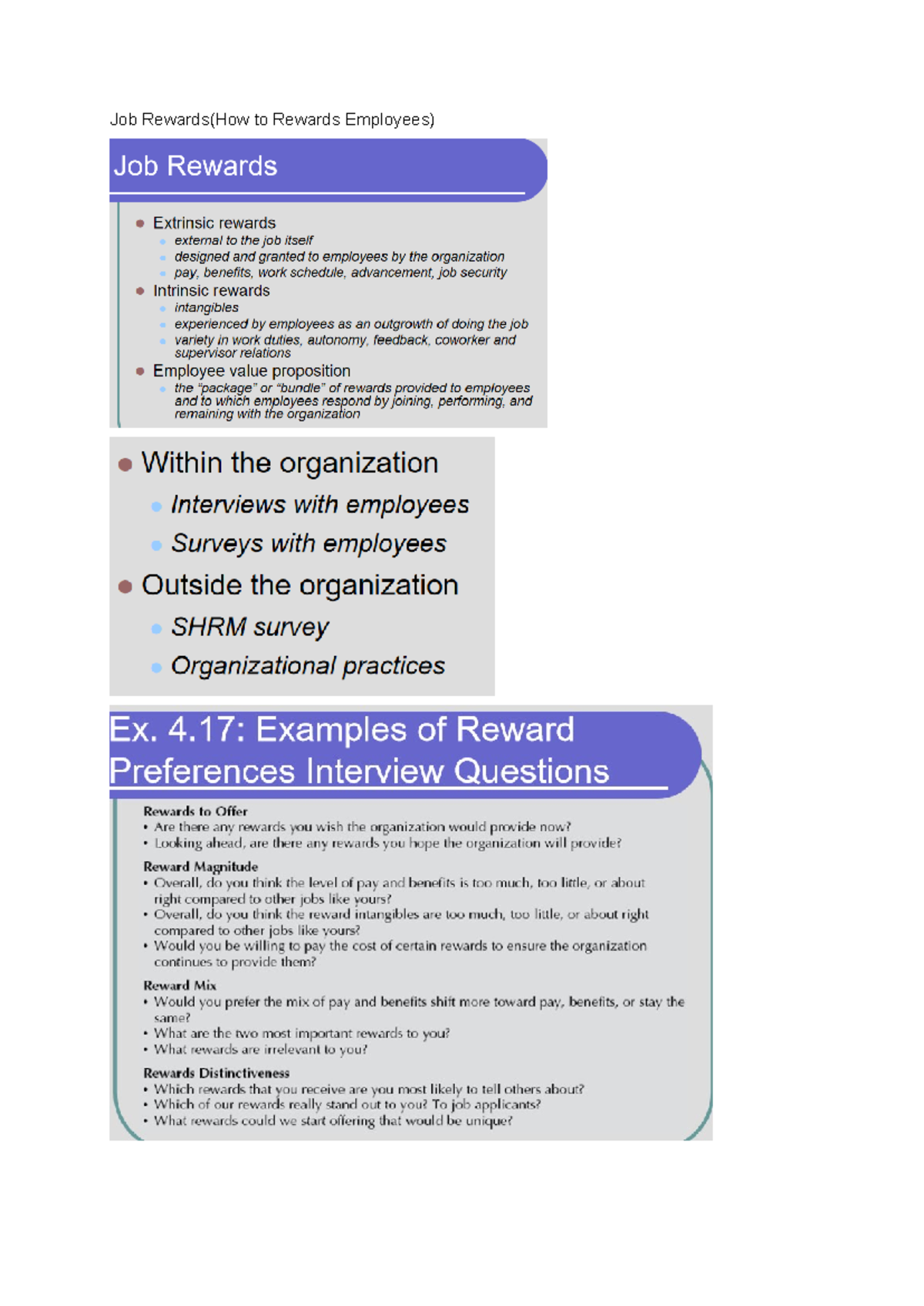 Final Notes HRP - human resources - Job Rewards(How to Rewards ...