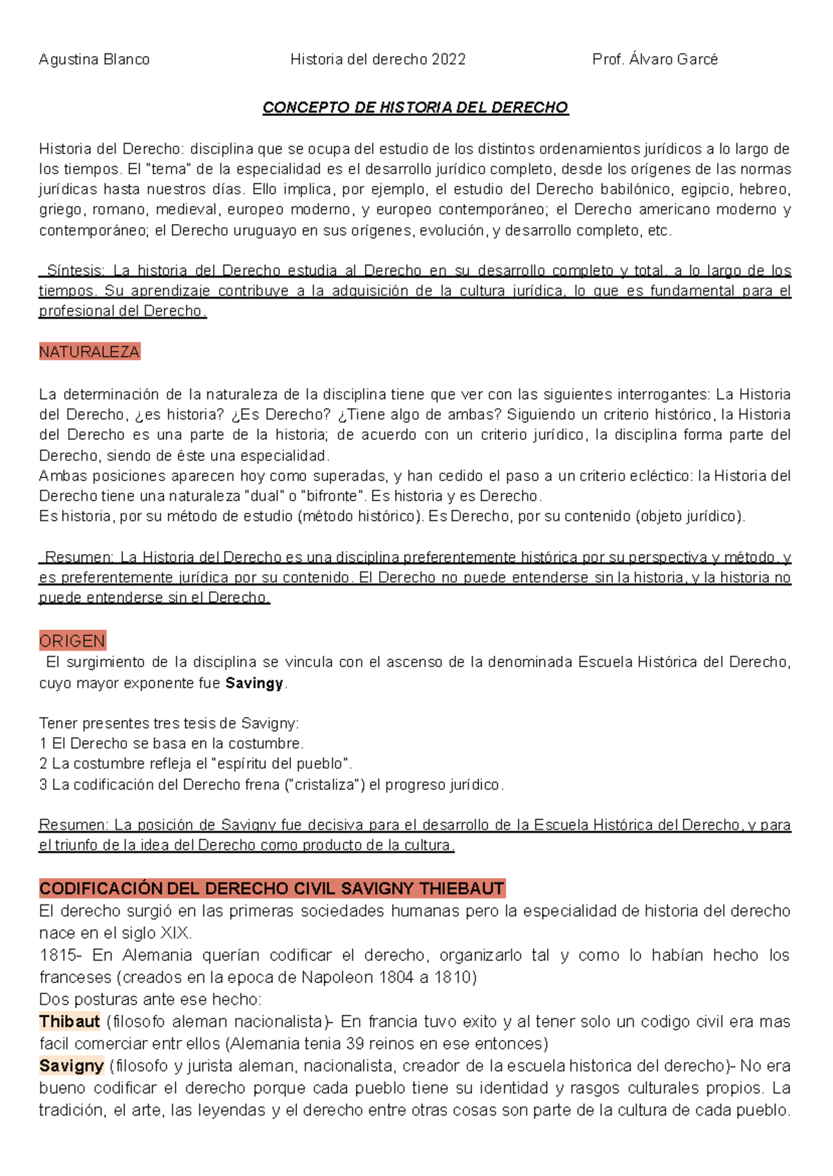 Final Historia DEL Derecho - CONCEPTO DE HISTORIA DEL DERECHO Historia del Derecho: disciplina ...