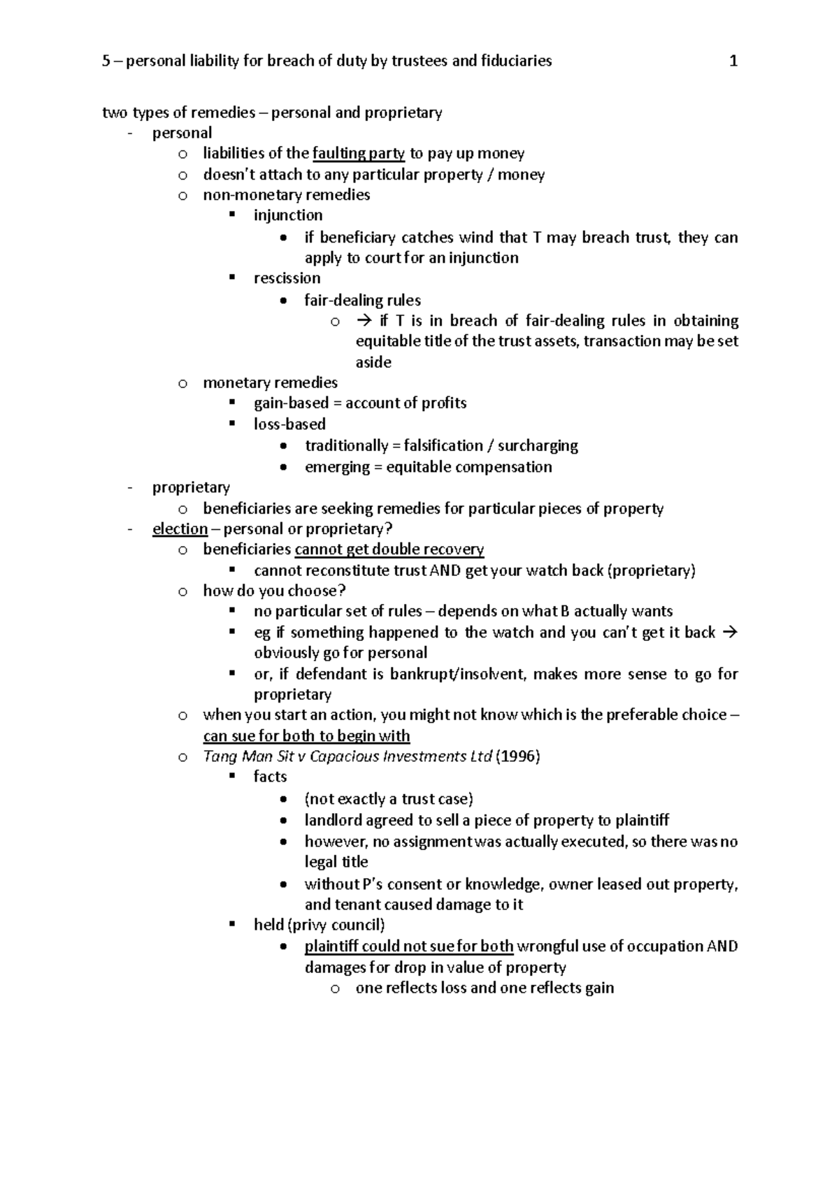 topic 5 - personal liability notes - two types of remedies – personal ...