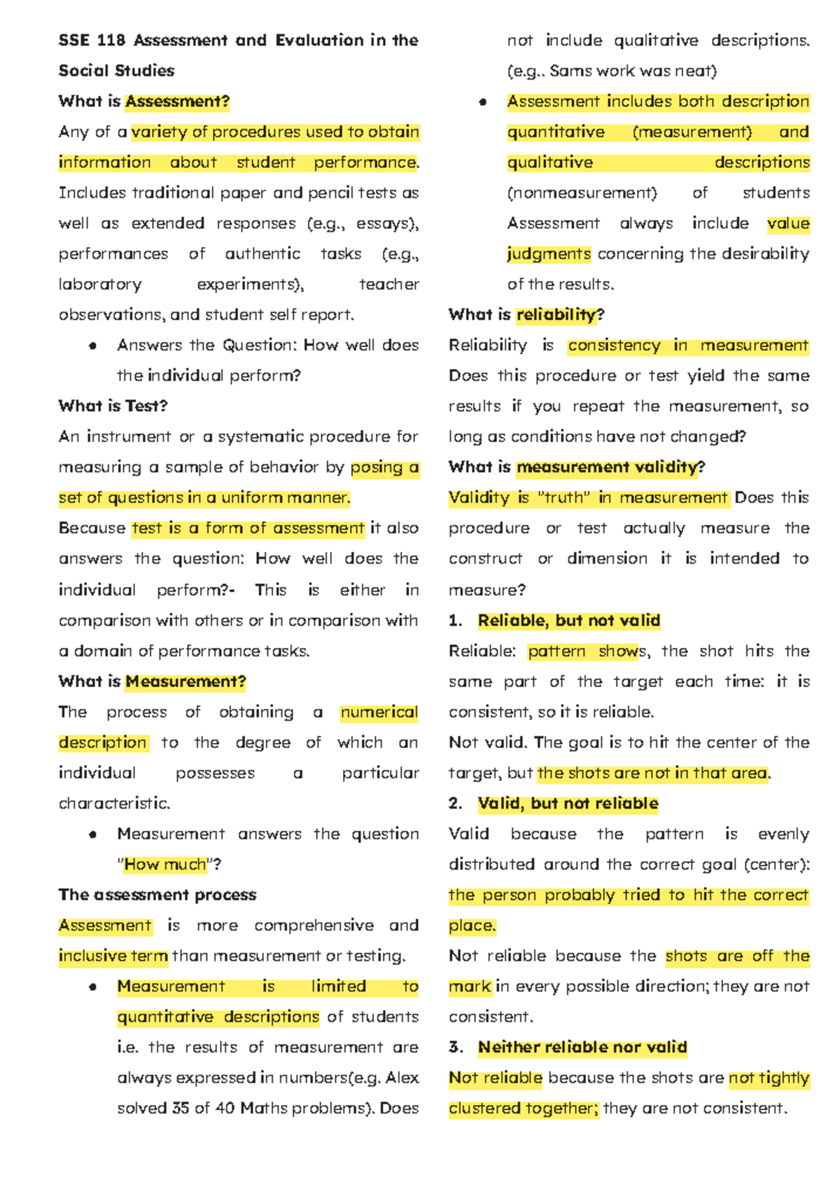 SSE 118 Assessment and Evaluation - Includes traditional paper and ...