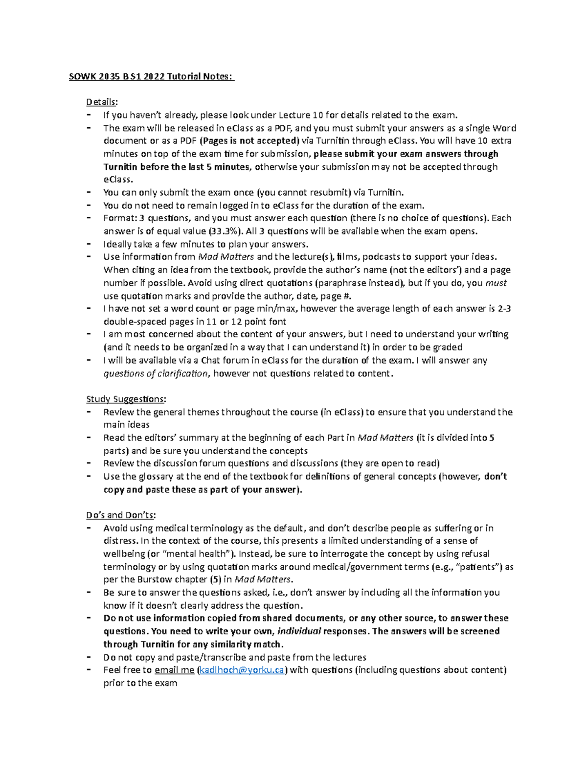 Tutorial Notes S1 2022 - SOWK 2035 B S1 2022 Tutorial Notes: Details ...