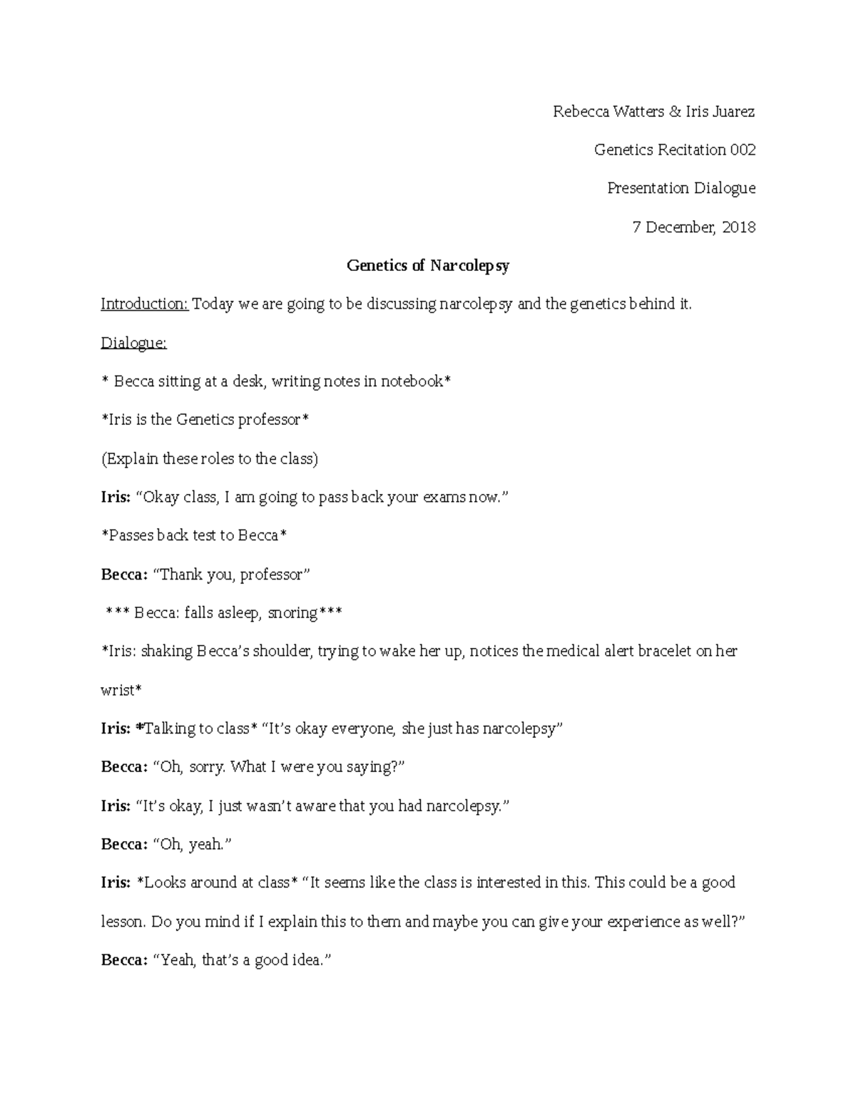 Genetics Script - Rebecca Watters & Iris Juarez Genetics Recitation 002 ...
