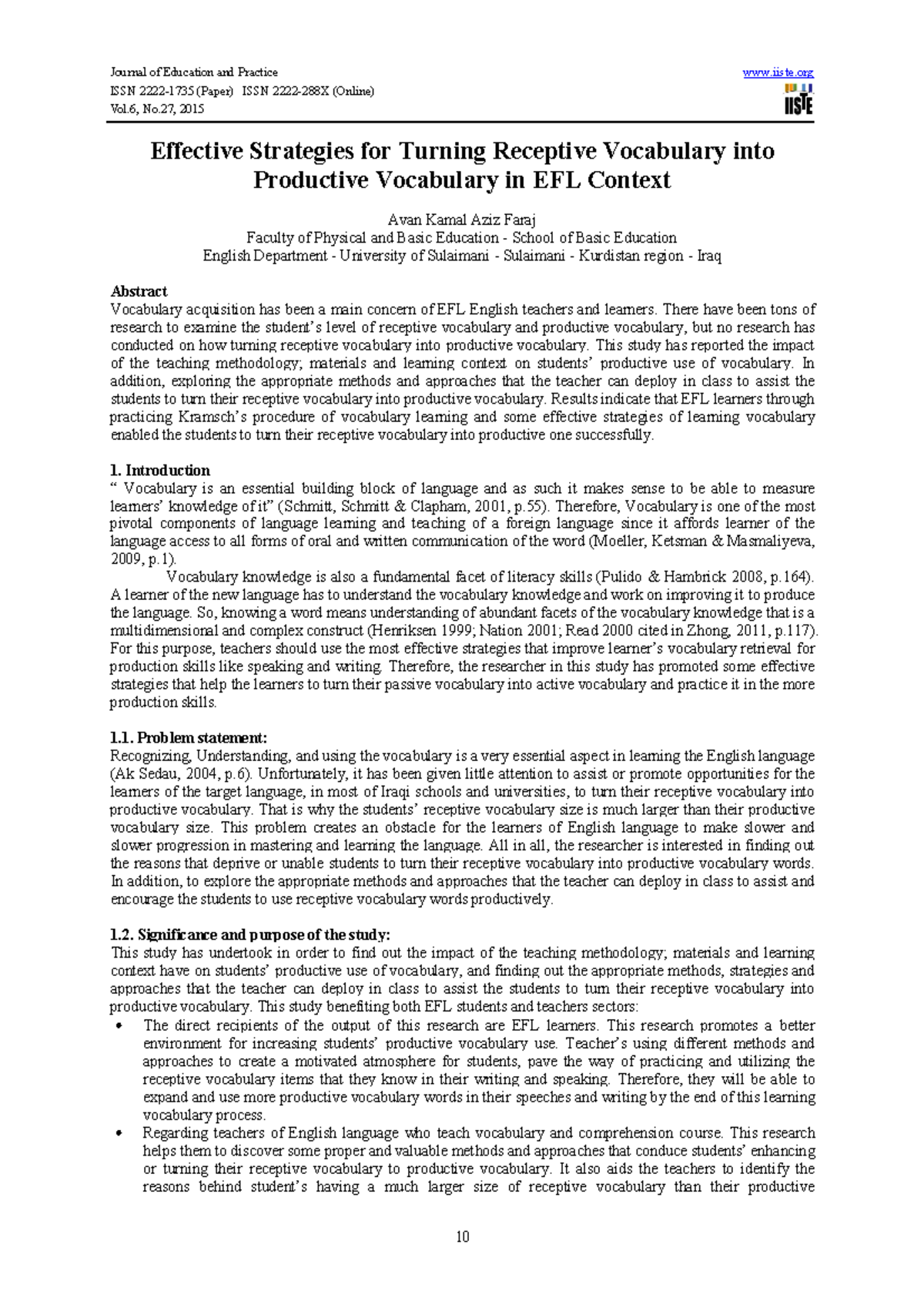 ENLA 302 Advanced Writing II Unit 1 Effective Strategies for Turning - ISSN 2222-1735 (Paper ...