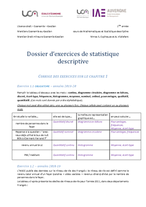 Corrige TD2 S2 2020 2021 - PASS économie-gestion Corrigé dossier de travaux dirigés Corrigé TD 2 ...