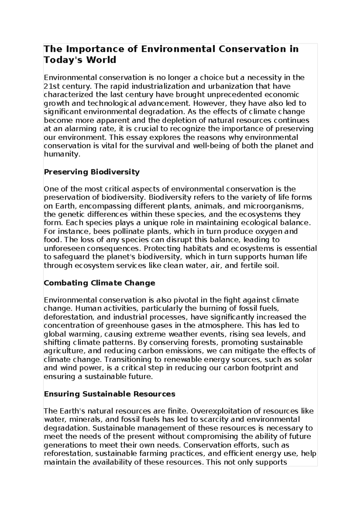 The Importance of Environmental Conservation in Today - The Importance ...