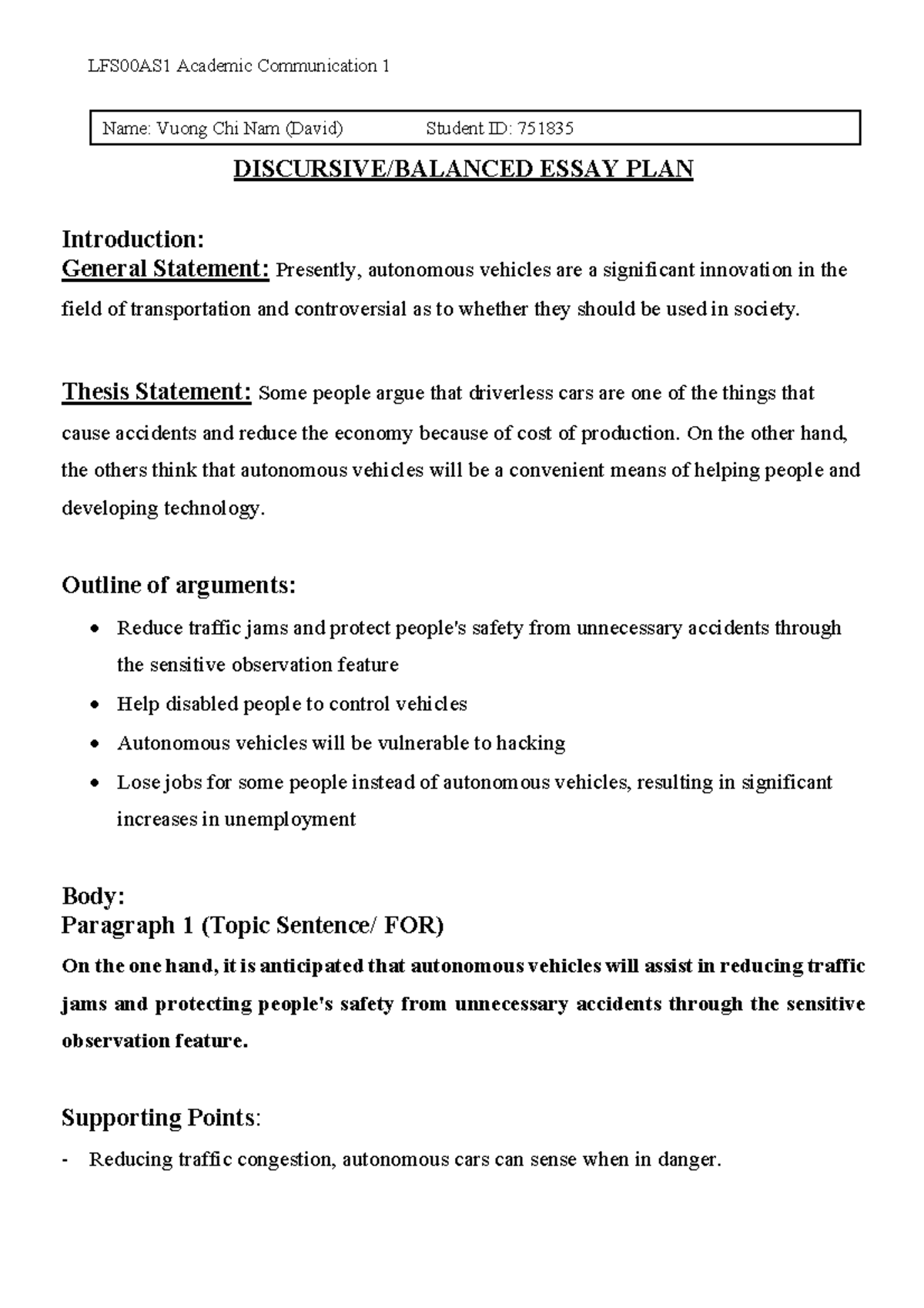 Discursive Essay Plan Template-T2-2023 - DISCURSIVE/BALANCED ESSAY PLAN ...