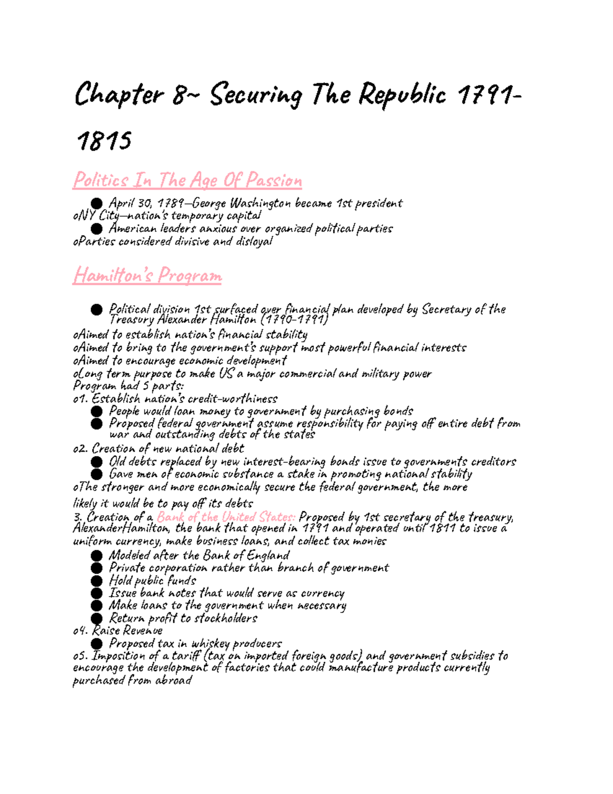 Chapter 8 History Notes - Chapter 8~ Securing The Republic 1791- 1815 ...