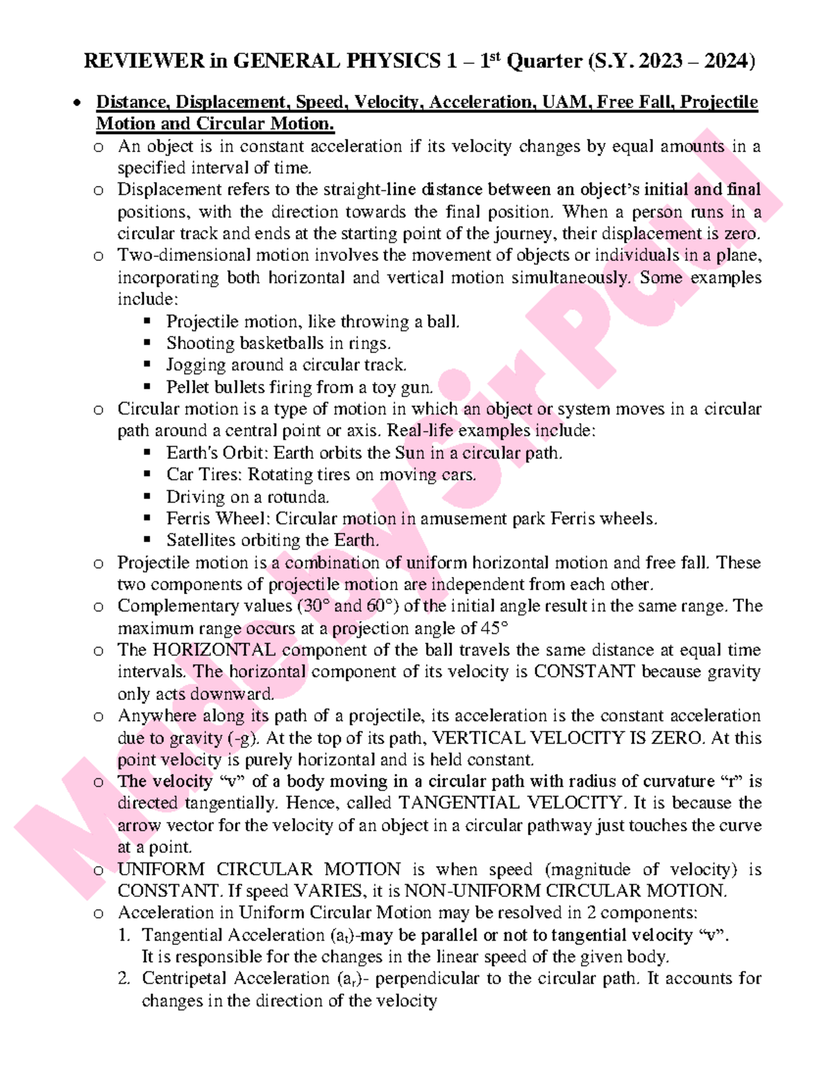 Reviewer in General Physics 1 23 24 - REVIEWER in GENERAL PHYSICS 1 – 1 ...