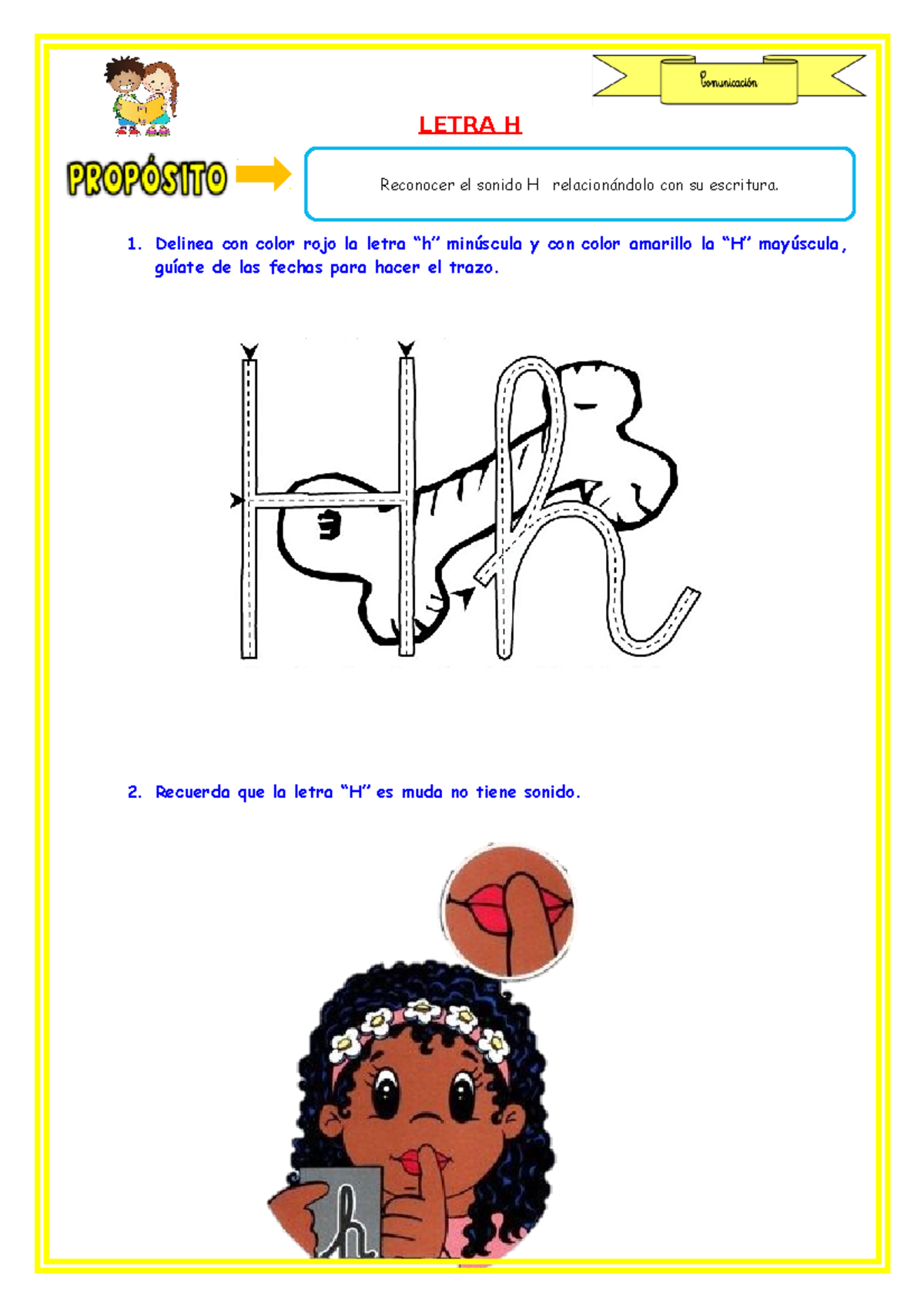 23 Lectoescritura H - LETRA H 1. Delinea con color rojo la letra “h ...