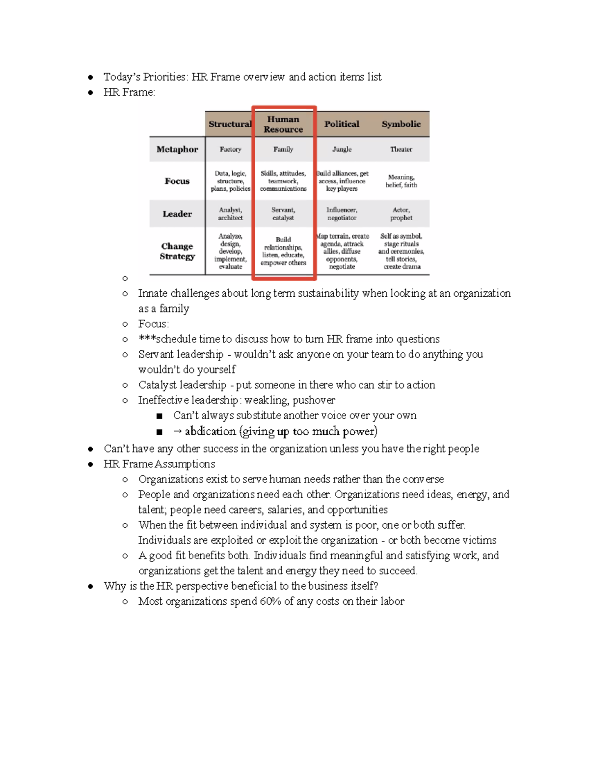 2/10/21 Class Notes The HR Frame - Today’s Priorities: HR Frame ...