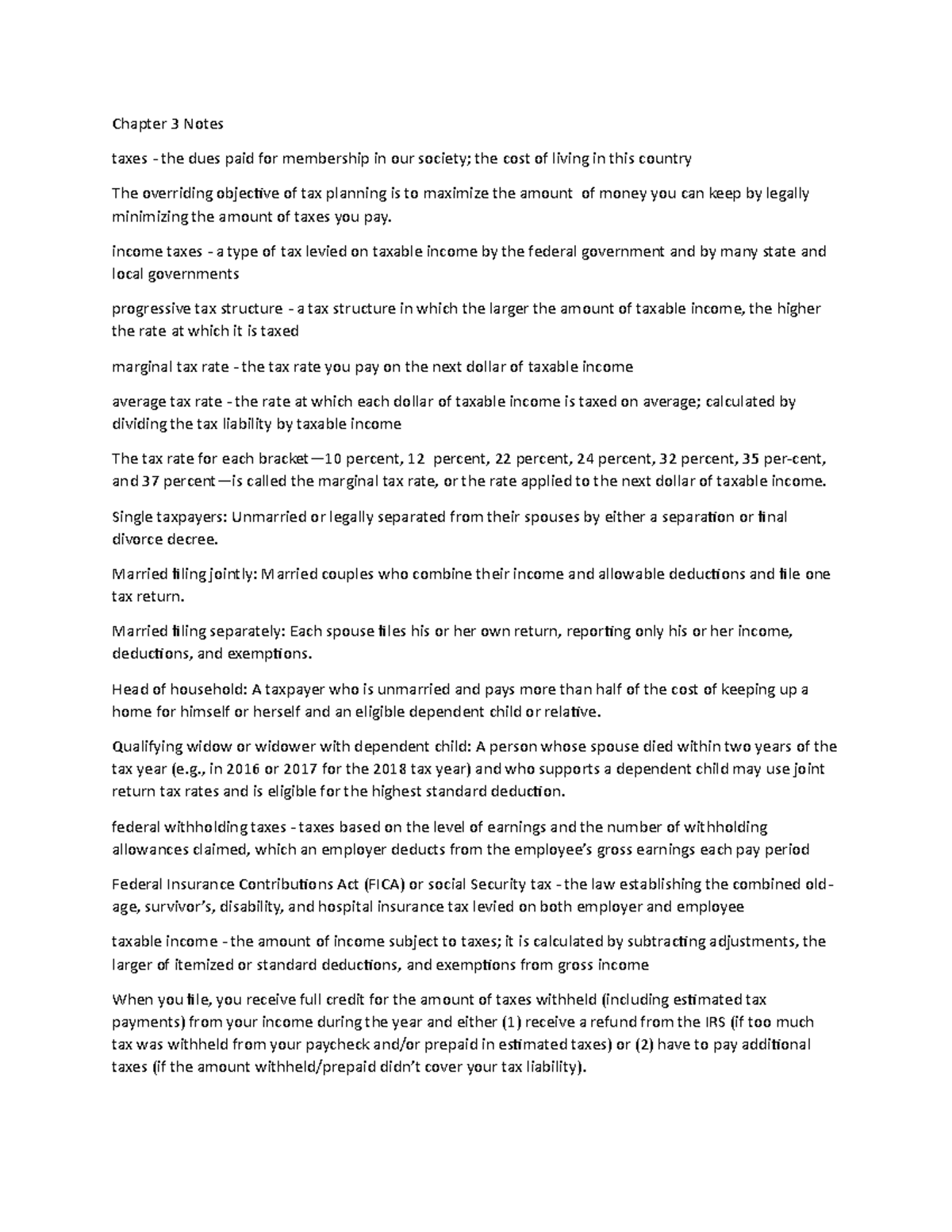 CH 3 Notes - Chapter 3 Notes taxes - the dues paid for membership in ...