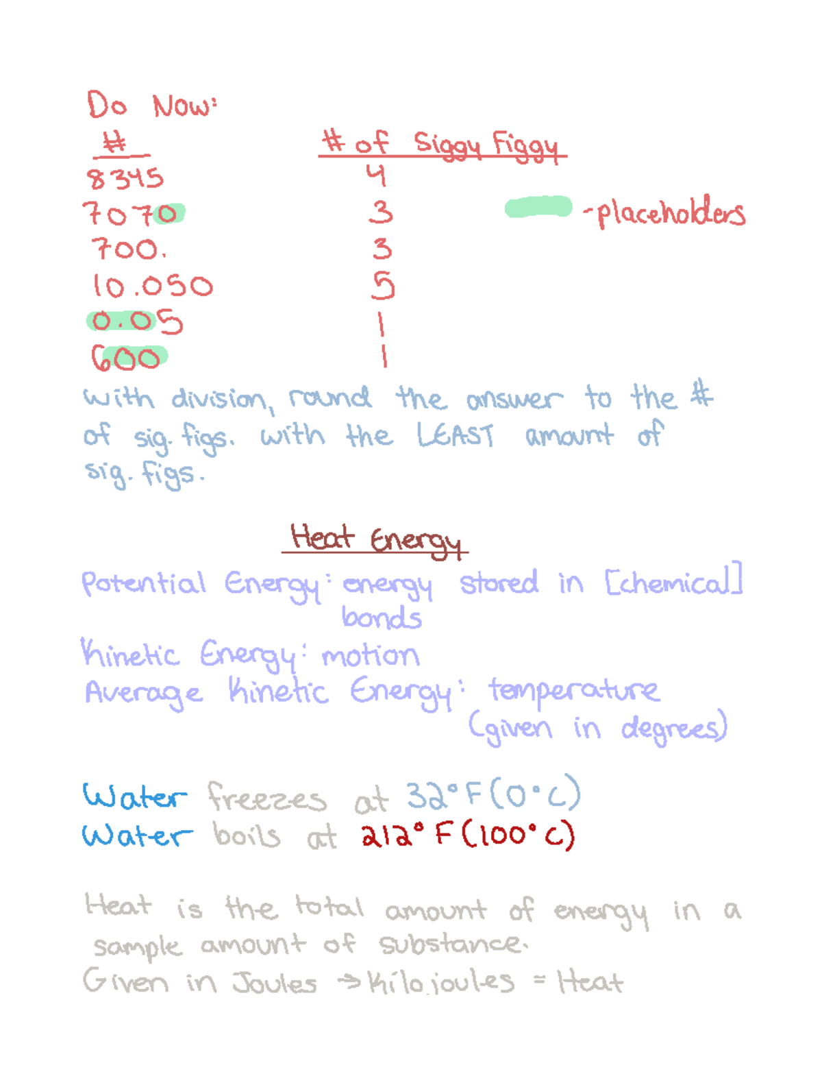 Heat Energy and Kinetic Molecular Theory - Chemistry - Do Now 8 5 of ...