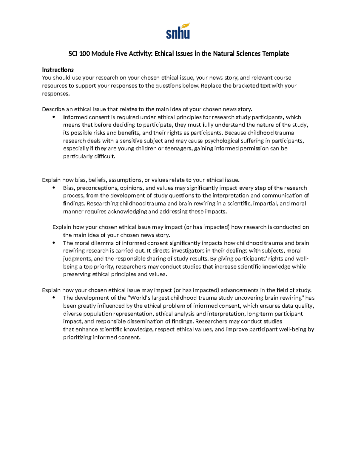 SCI 100 Module Five Activity Template - SCI 100 Module Five Activity ...