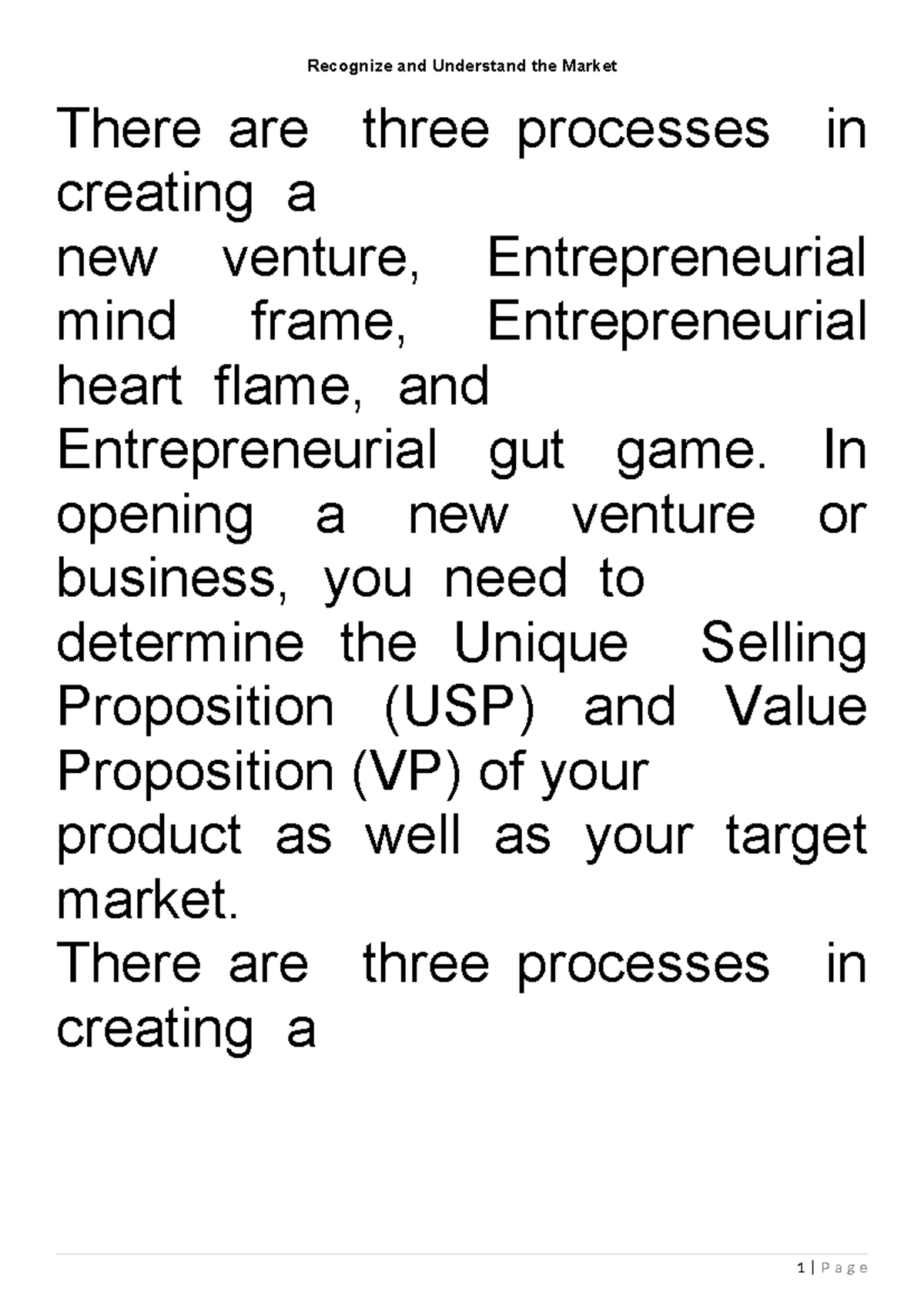 Entrep Handouts Recognize and Understand the Market - Recognize and ...