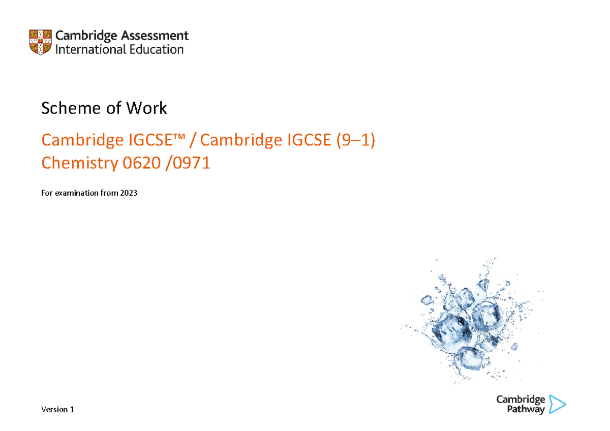 0620 Scheme of Work (for examination from 2023) - Version 1 Cambridge ...