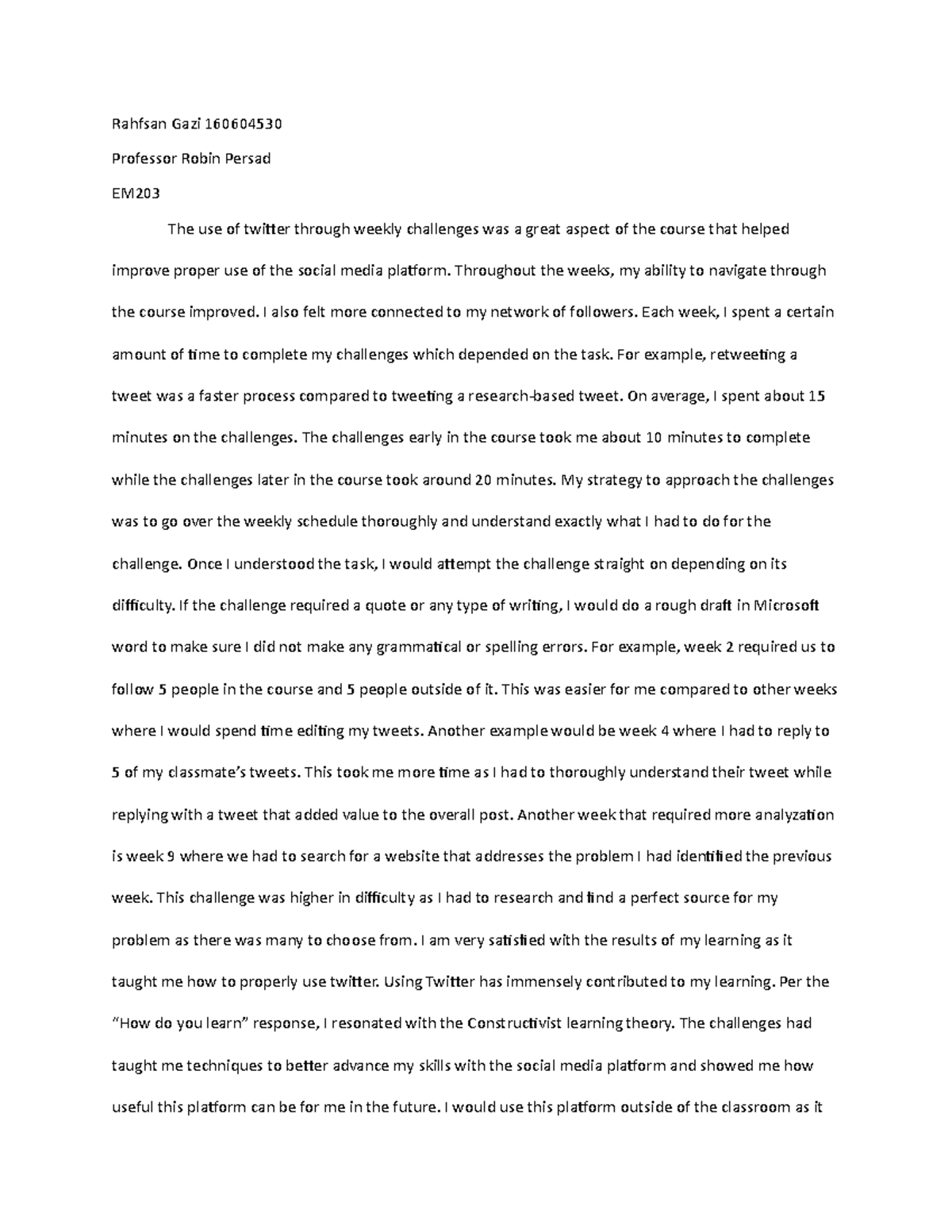 Twitter Analysis - Robin Persad - Rahfsan Gazi 160604530 Professor ...