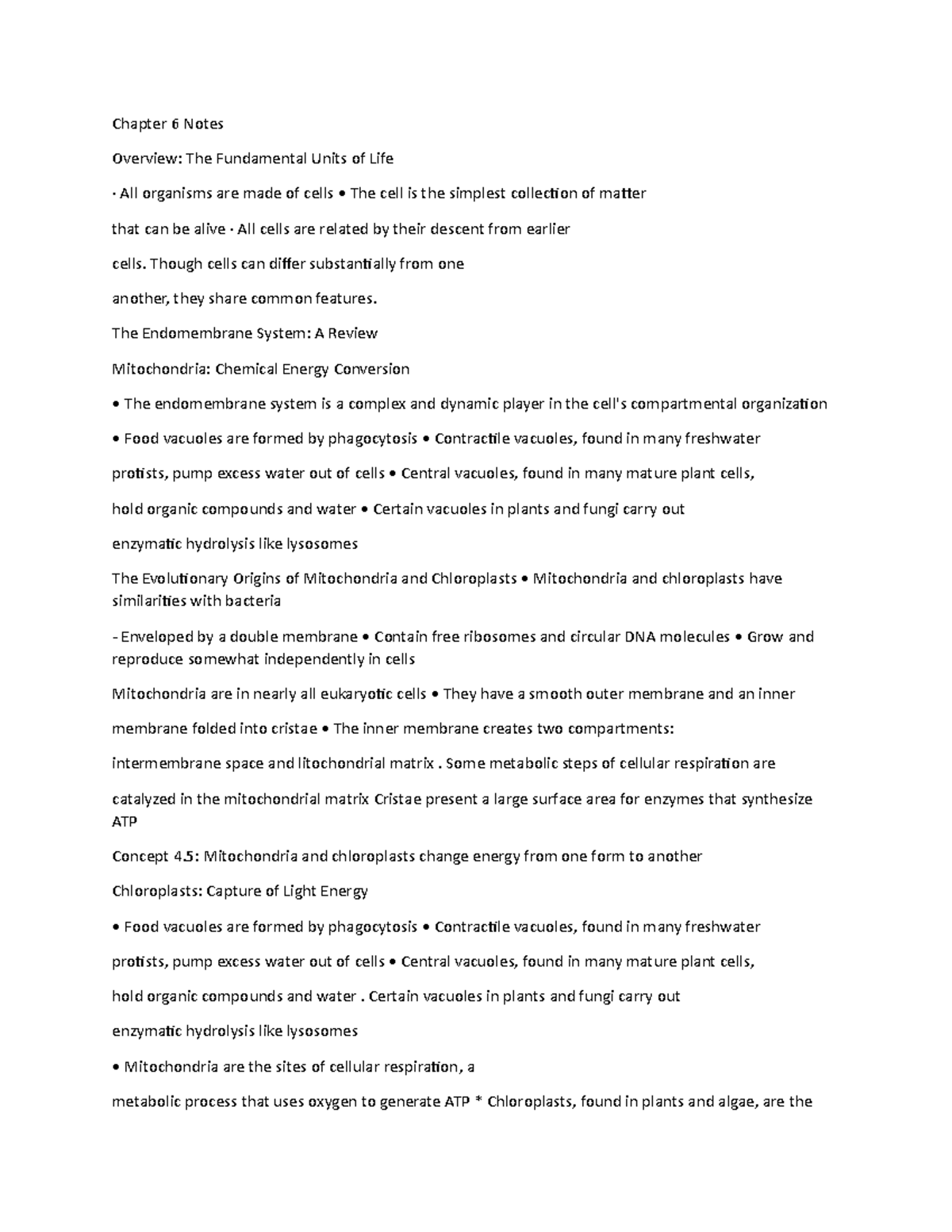 Chapter 6 Notes - Chapter 6 Notes Overview: The Fundamental Units of ...